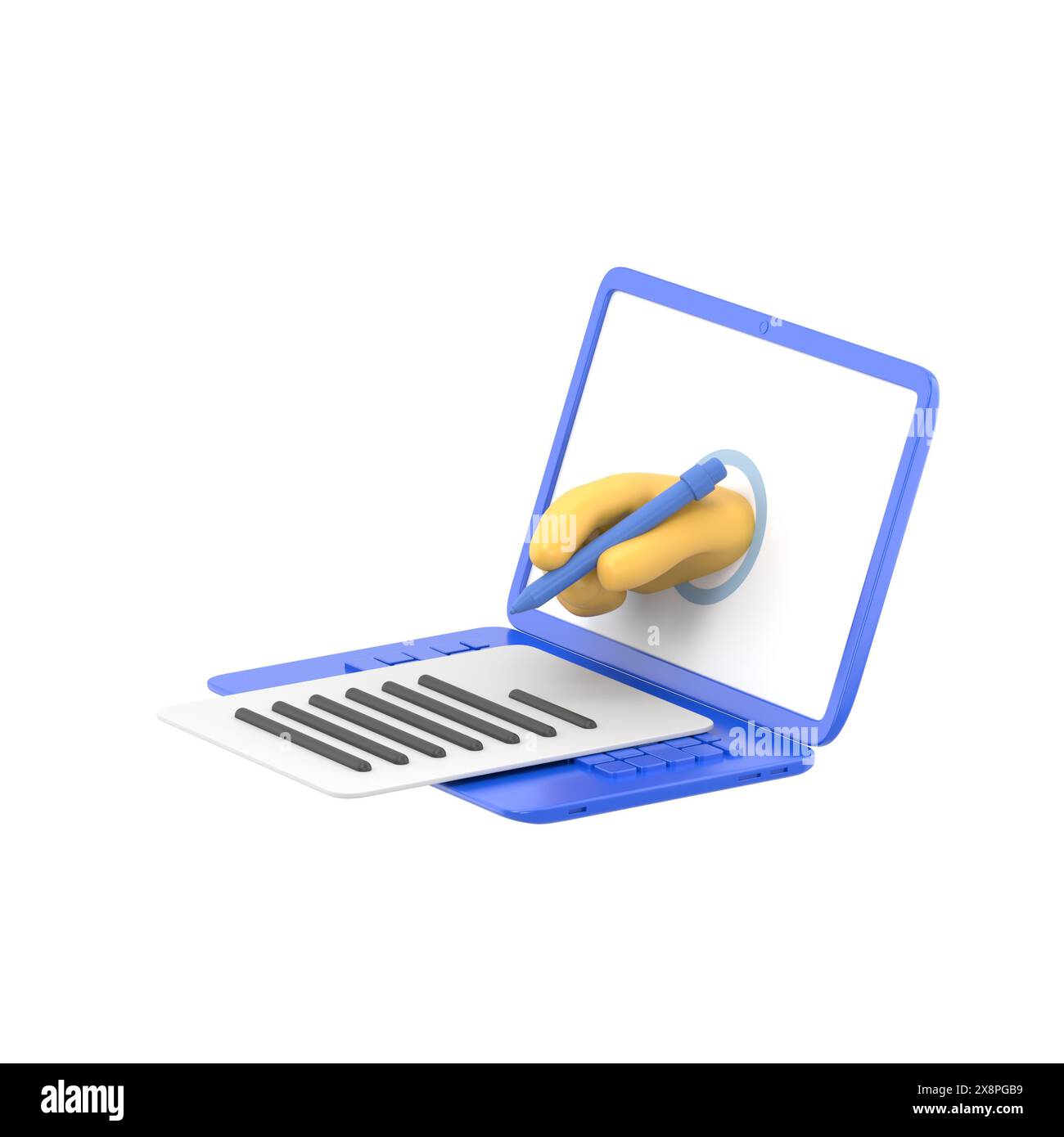 Isometric electronic signature concept. digital form attached to ...