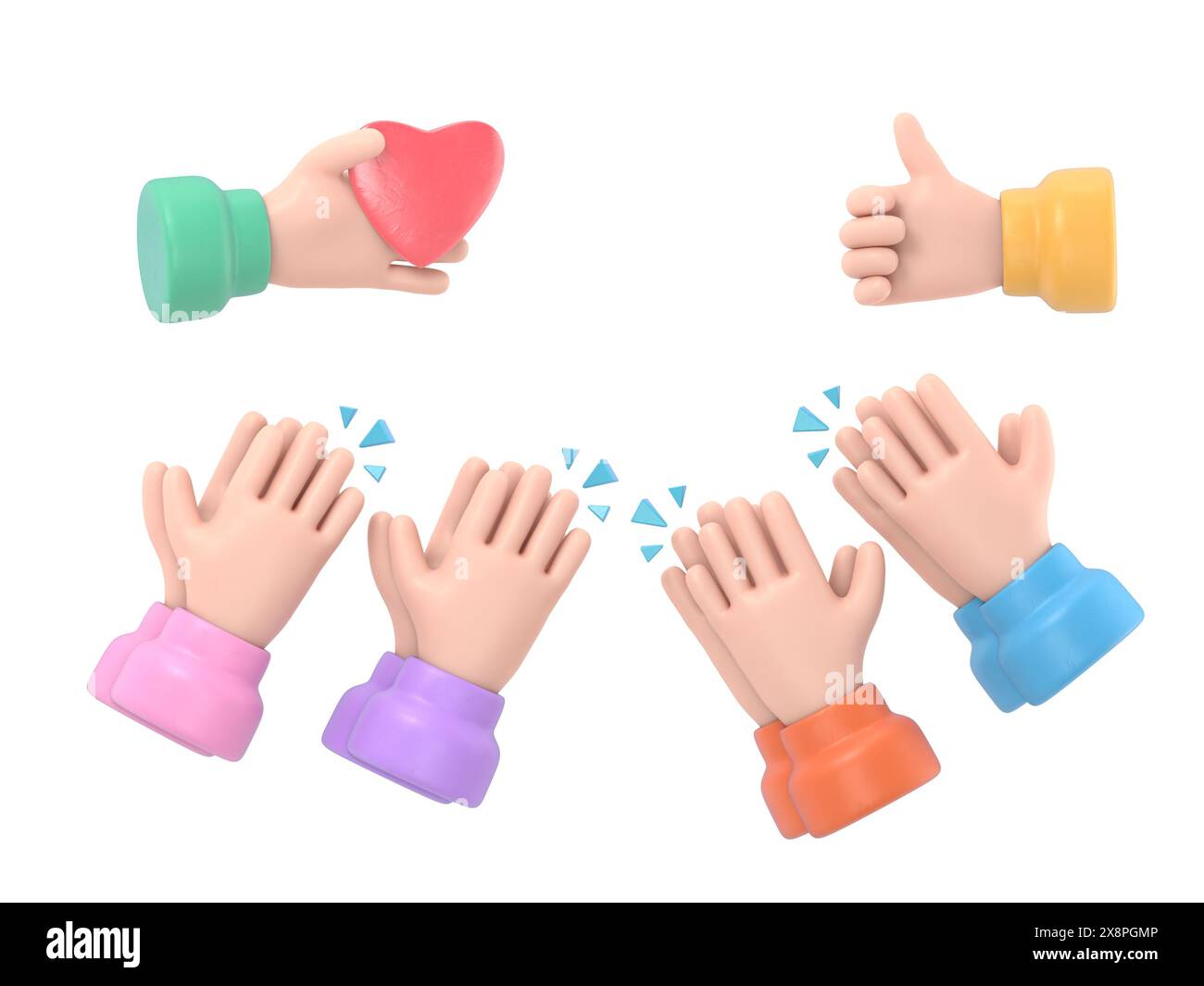 Cartoon Gesture Icon Mockup.Set of people hands clapping, giving likes. Applause, ovation ...