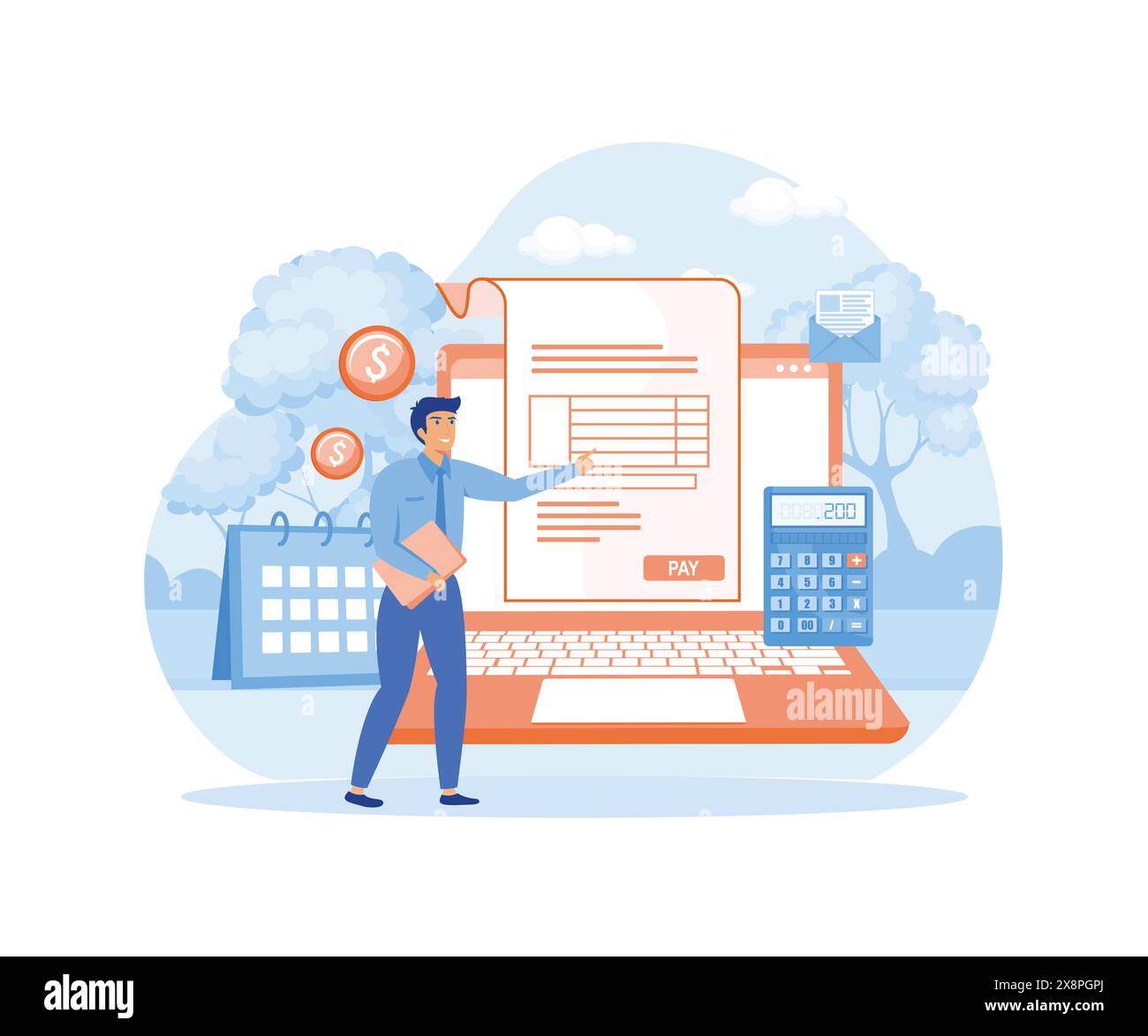 Payroll payment concept with laptop and invoice wage paper with free ...