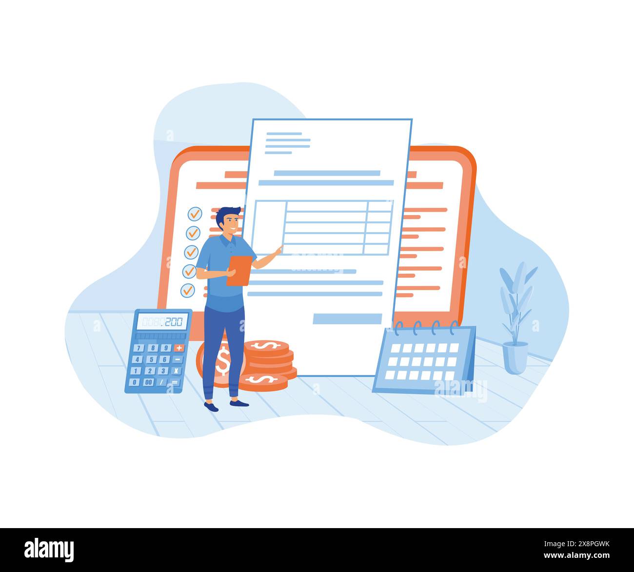 Payroll money statement and work salary payment balance concept ...