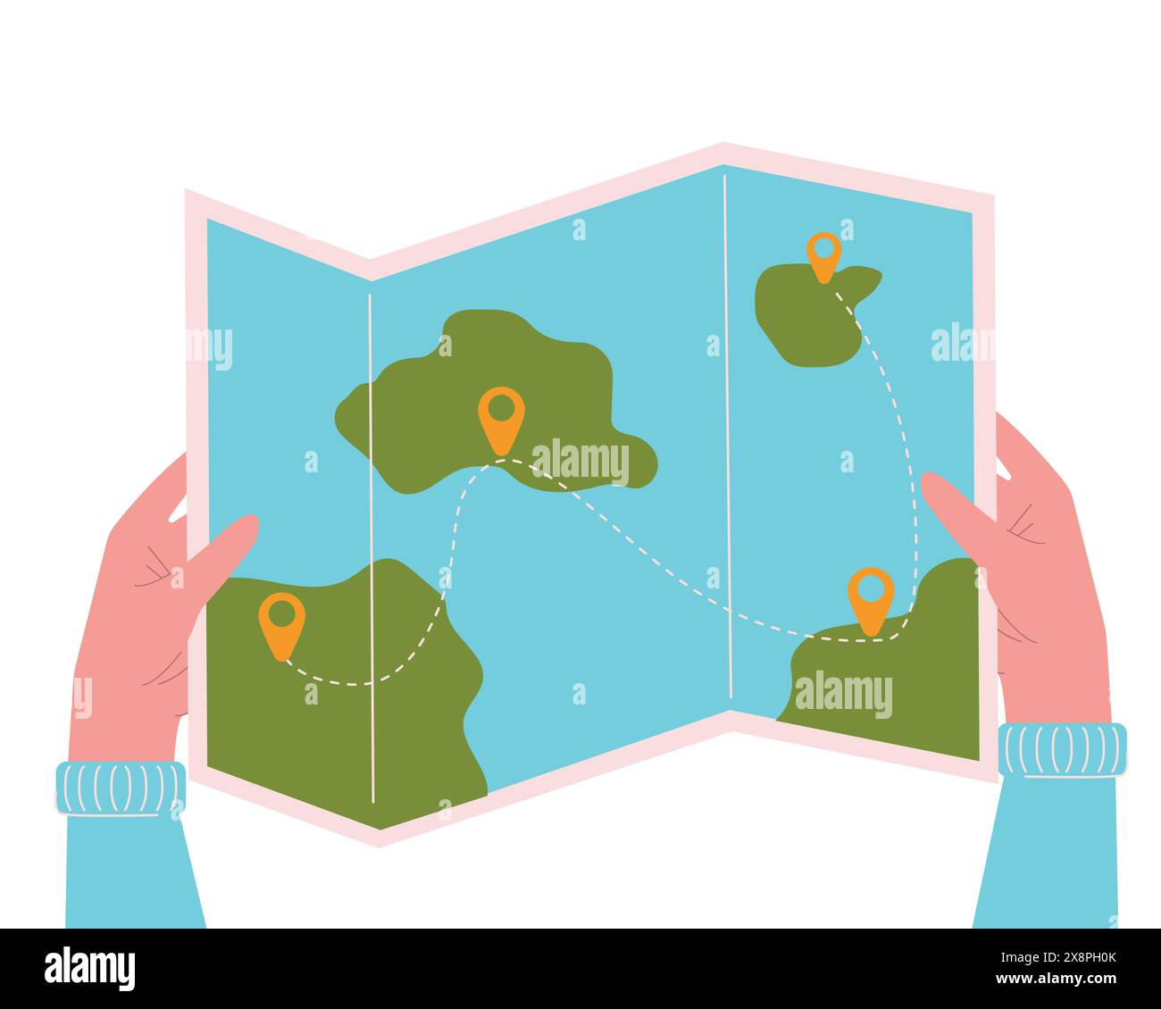 Folded Road Map Vector
