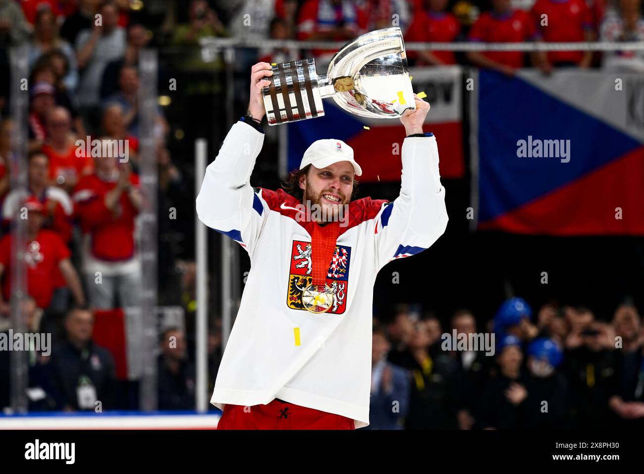 Prague, Czech Republic. 26th May, 2024. David Pastrnak celebrates with ...