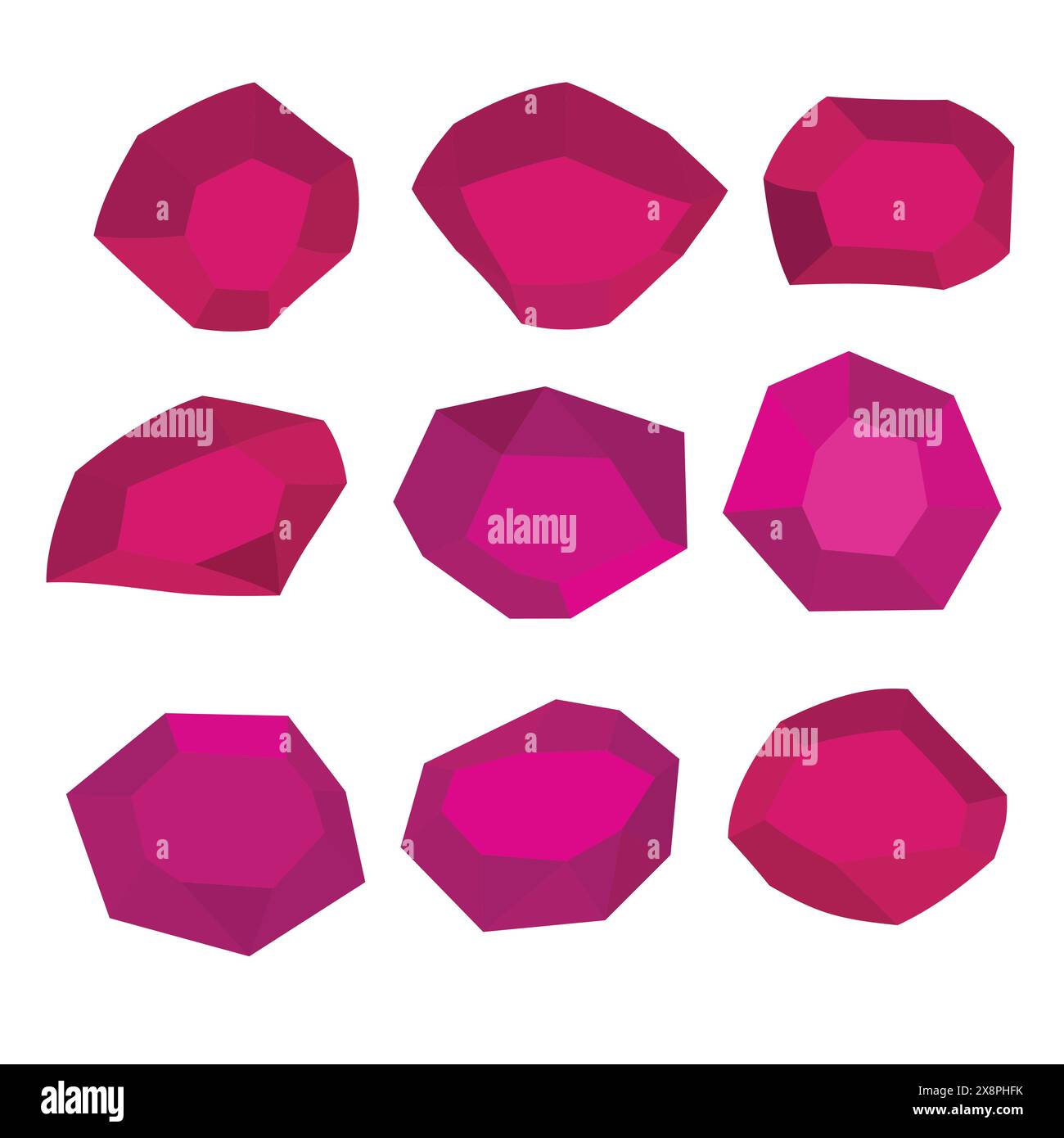 Cartoon stones. Rock stone isometric set. Pink boulders, natural ...