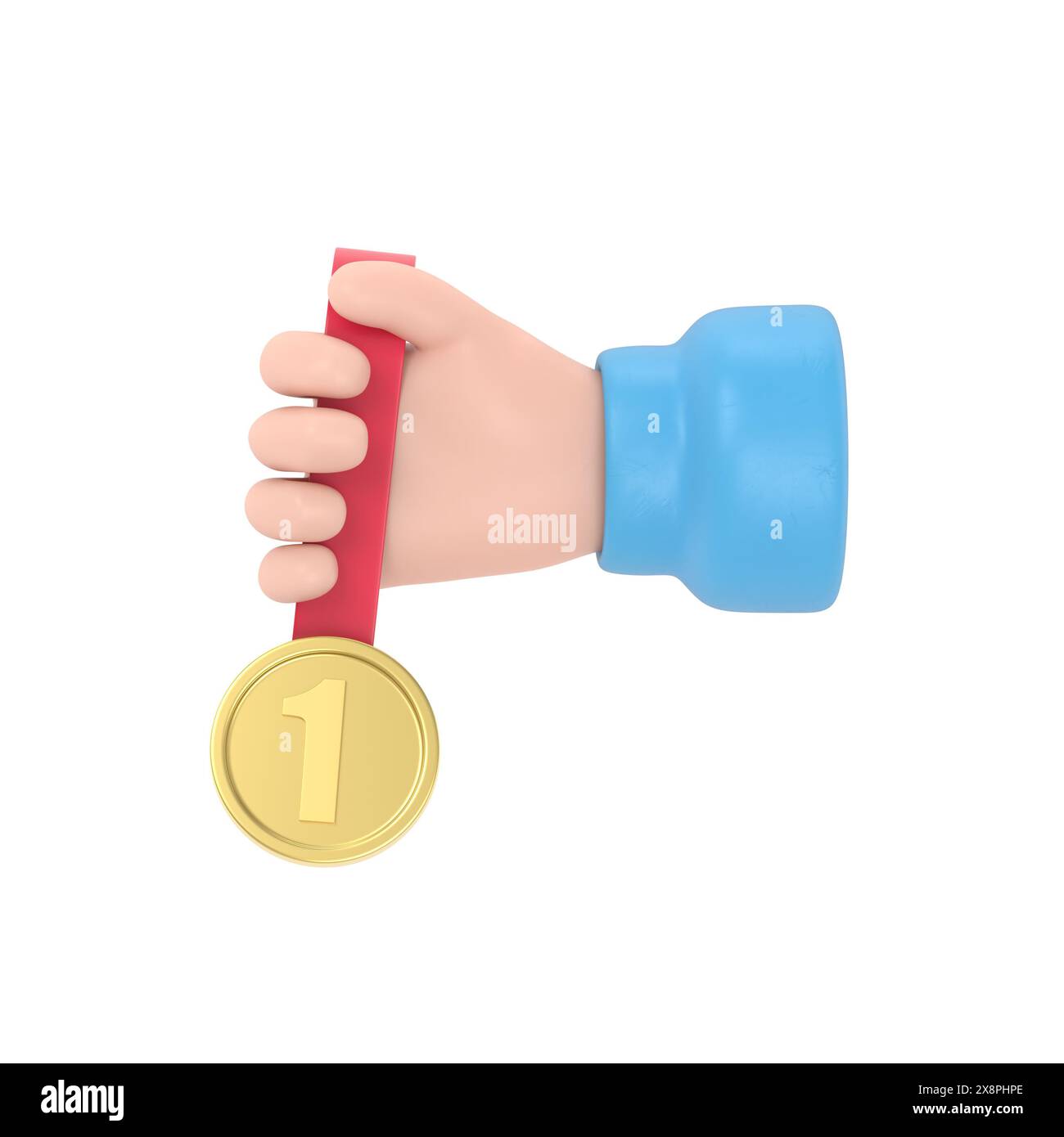 Cartoon Gesture Icon Mockup.Businessman hand holding winner medal ...