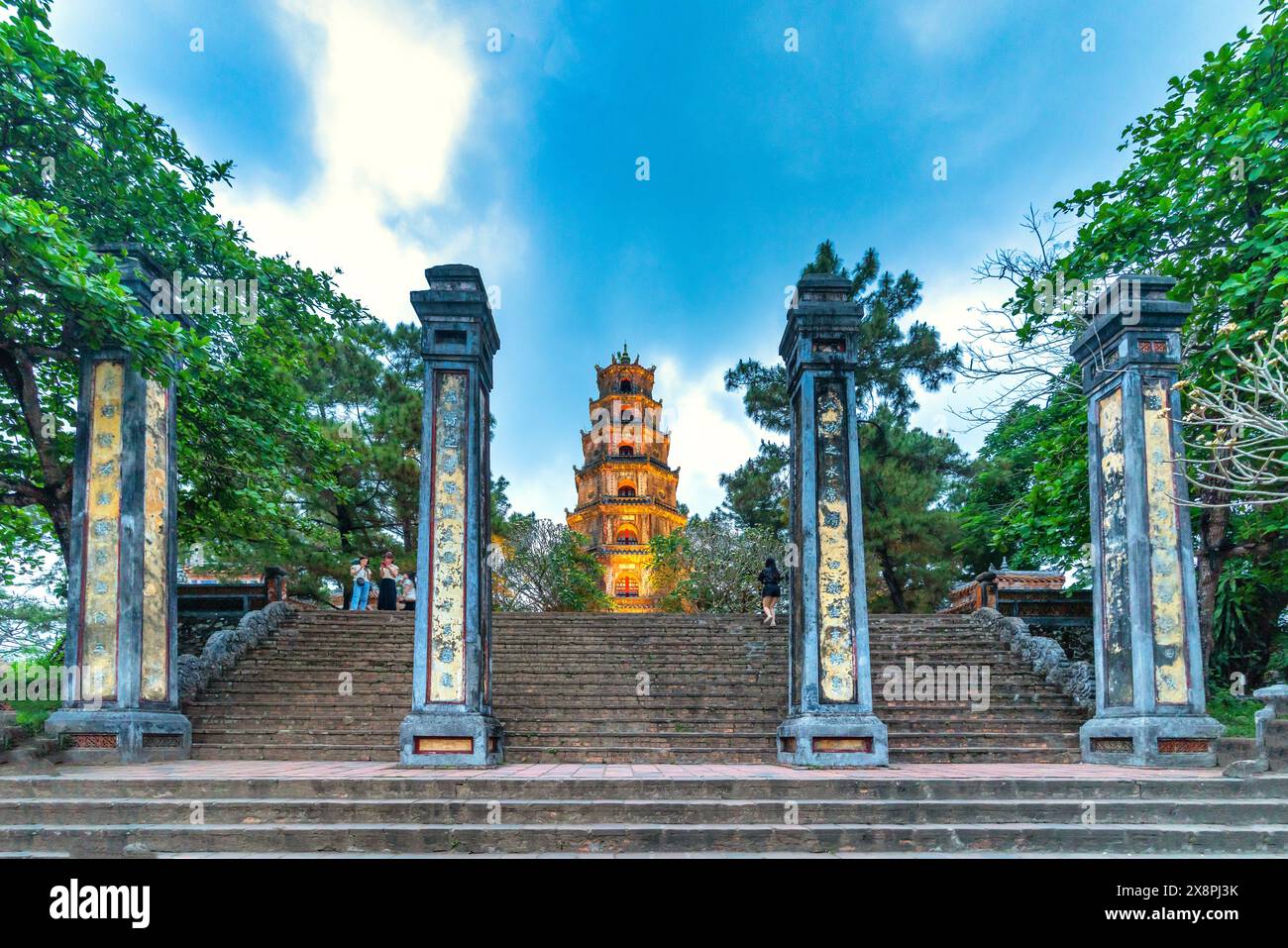 Hue, Vietnam - April 10th, 2024: Thien Mu Pagoda. This is the ancient ...