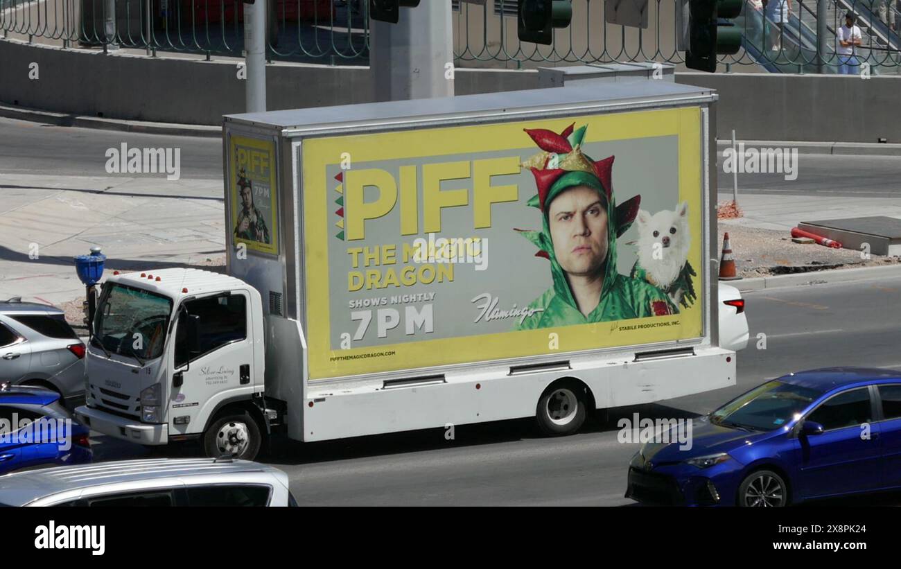Las Vegas, Nevada, USA 15th May 2024 Piff The Magic Dragon Billboard Truck on Las Vegas Blvd ...