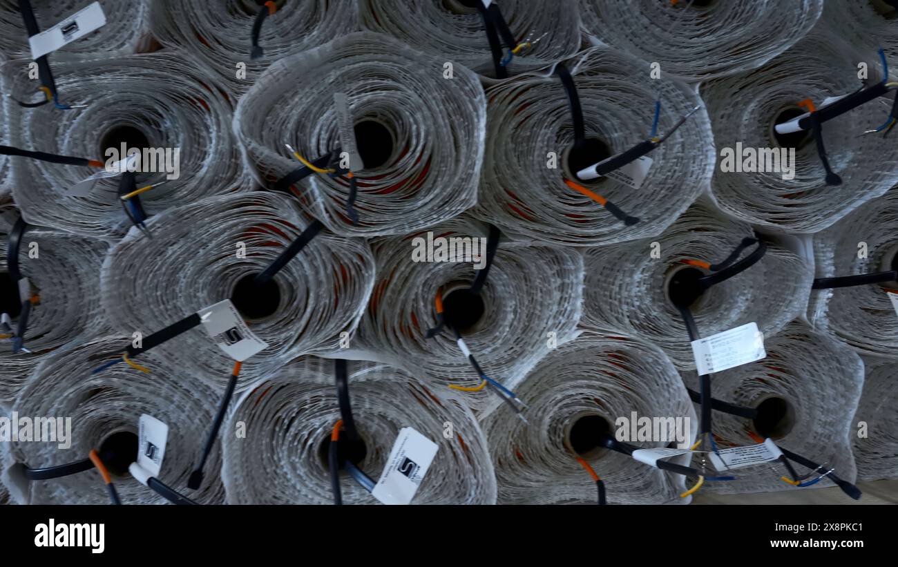 Close up of stack of rolls at the industrial plant. Creative ...