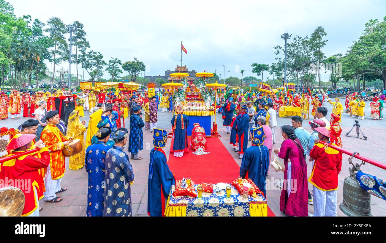 Traditional festival to process the Virgin Mary, people wearing ancient ...