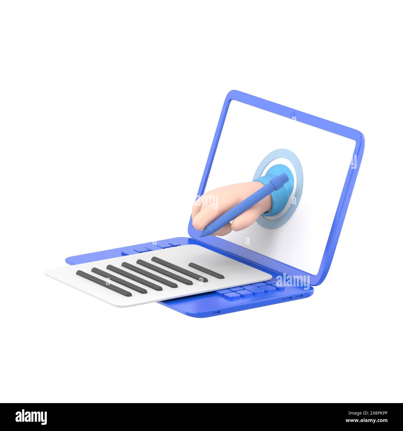 Isometric electronic signature concept. digital form attached to ...