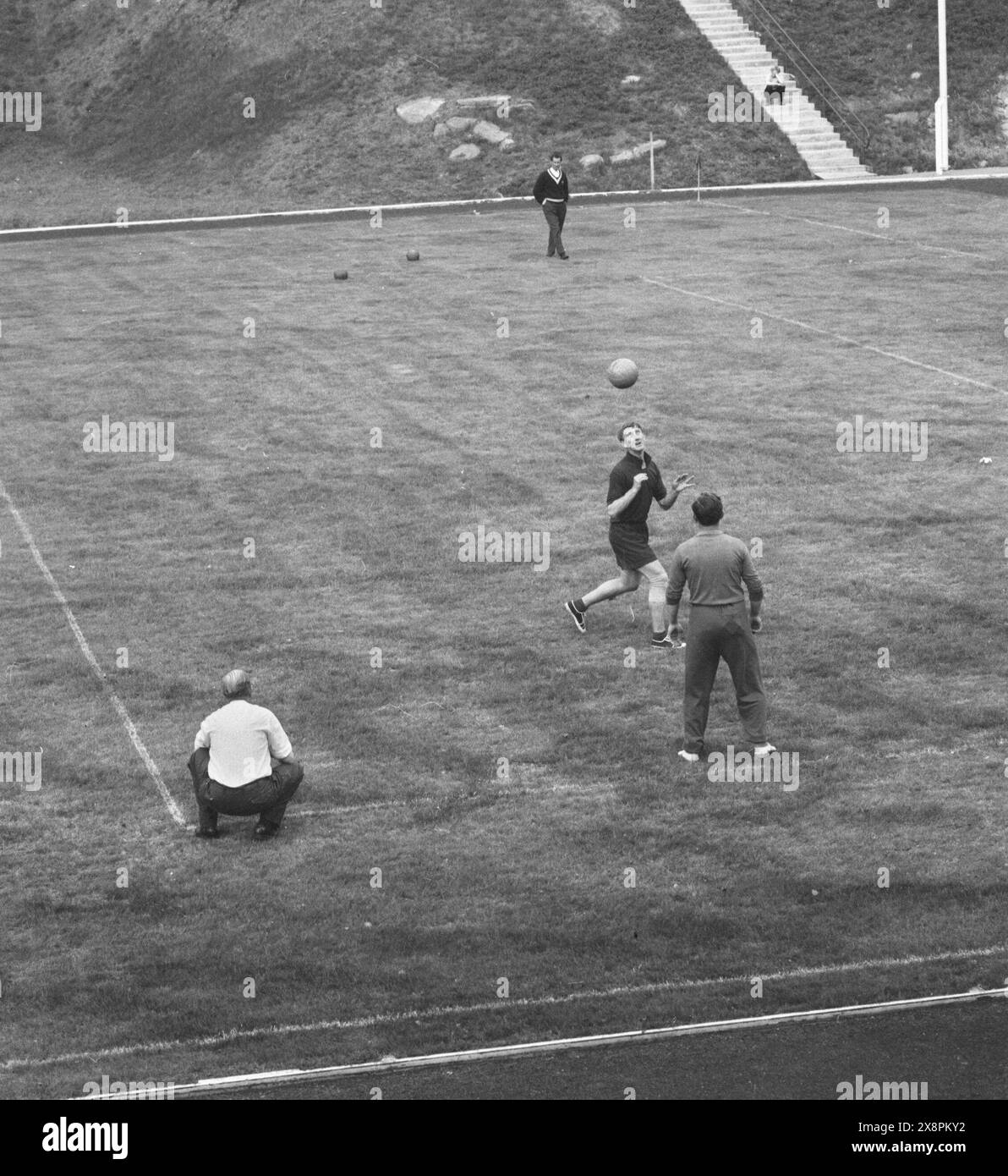 The Soviet national football team trains in Hindås, Sweden, in June ...