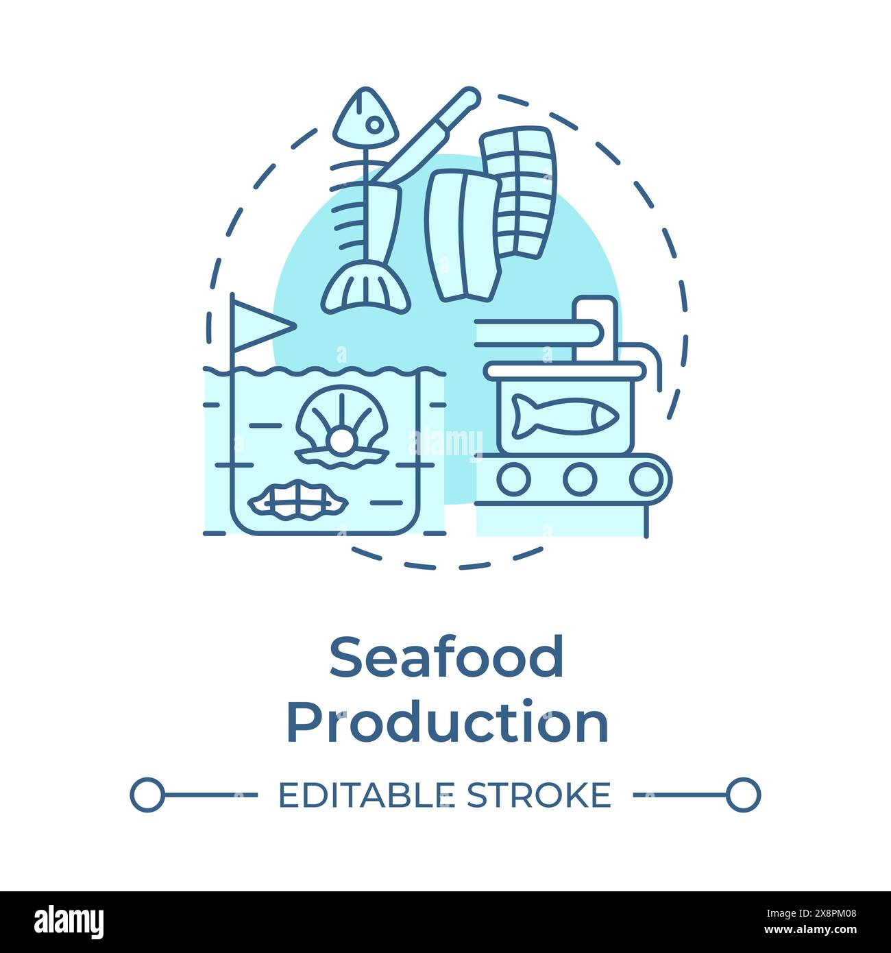 Seafood production soft blue concept icon Stock Vector Image & Art - Alamy