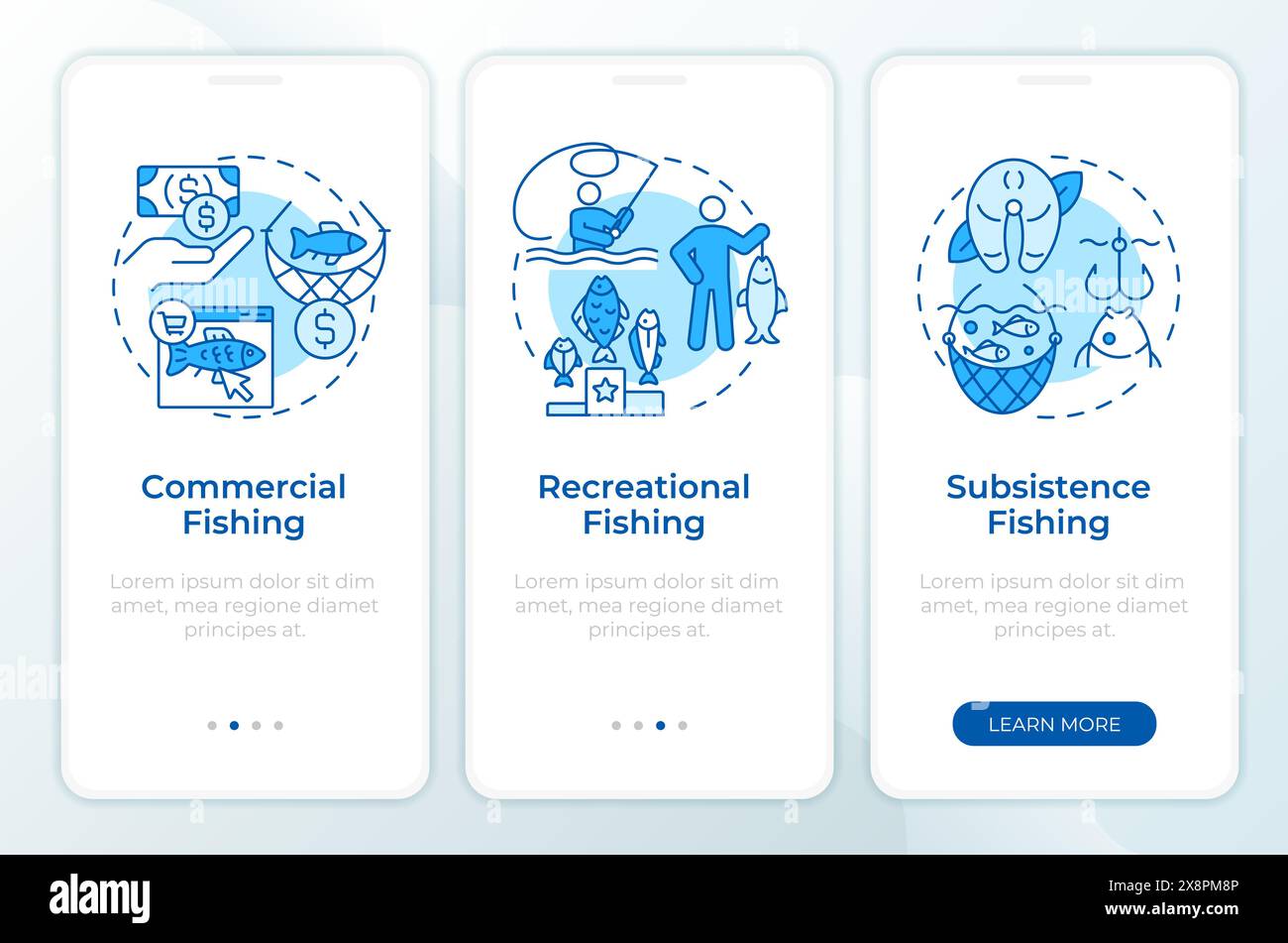 Fisheries types blue onboarding mobile app screen Stock Vector Image ... Fisheries types blue onboarding mobile app screen Stock Vector Image ...