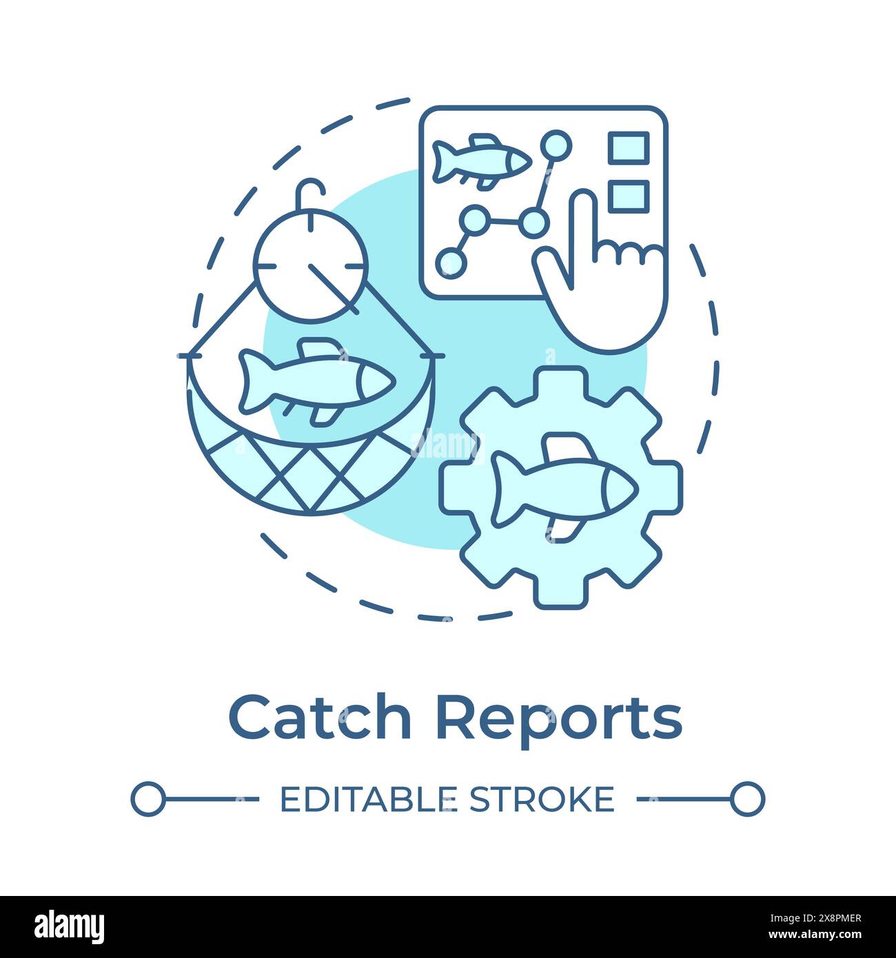 Catch reports soft blue concept icon Stock Vector Image & Art - Alamy