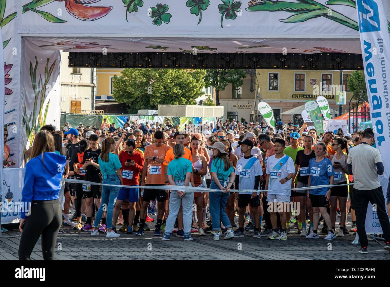 Sibiu City, Romania - 25 May 2024. People outdoor fitness at the ...