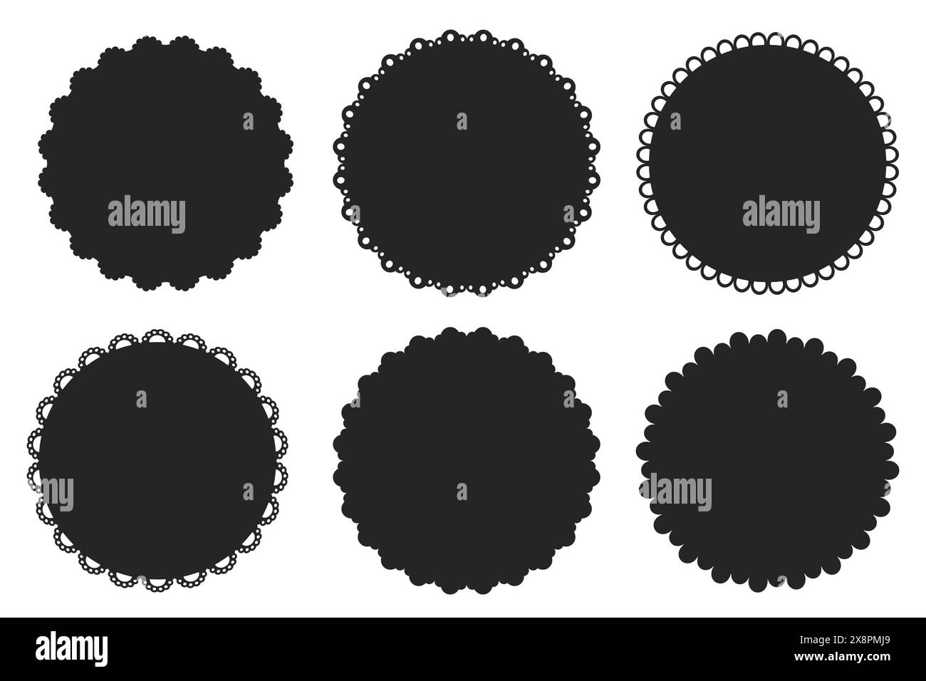 Scalloped edge emblem seal frame round price badge simple decoration ...