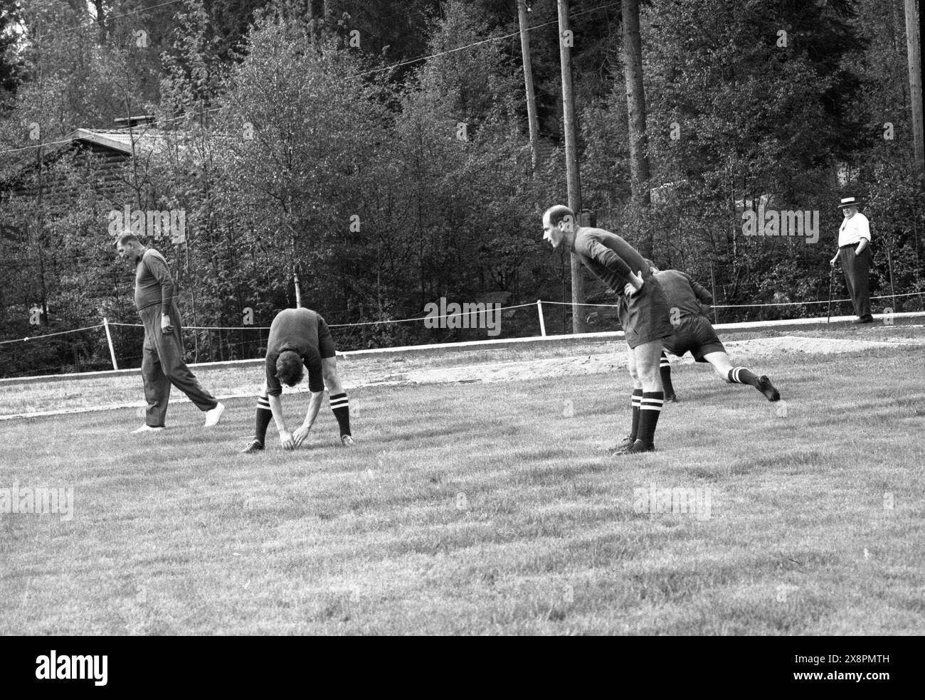 The Soviet national football team trains in Hindås, Sweden, in June ...