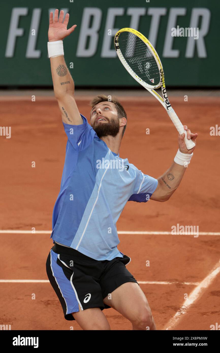 Corentin Moutet of France during day 1 of the 2024 French Open, Roland ...