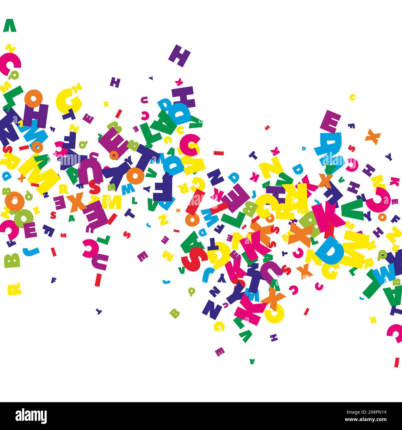 Flying latin letters. Colorful childish scattered charachters of ...