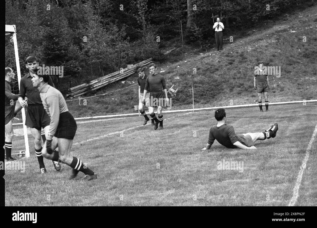 The Soviet national football team trains in Hindås, Sweden, in June ...