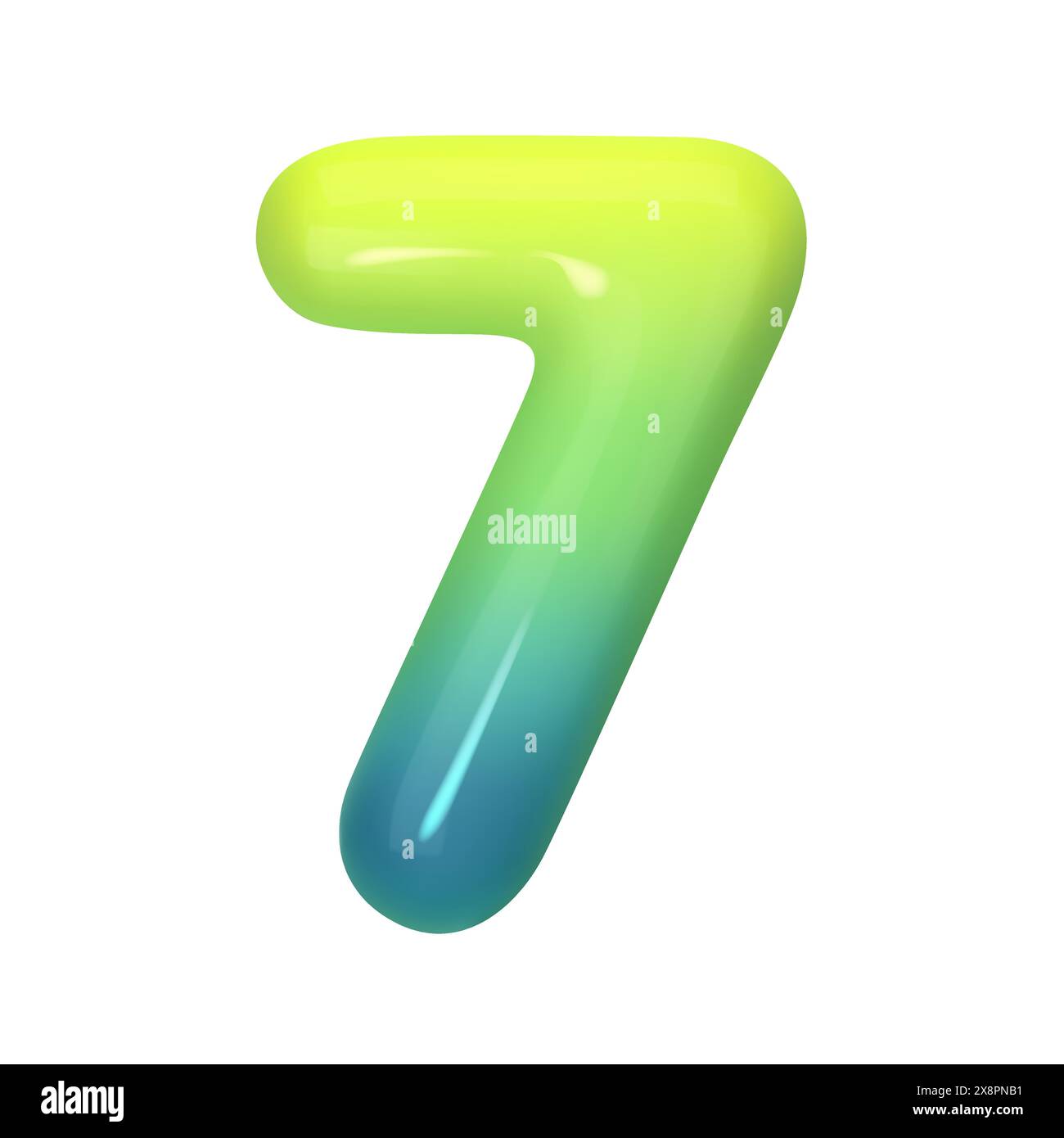Stylish 3D number 7 with green-blue gradient. Modern, vibrant, and ...