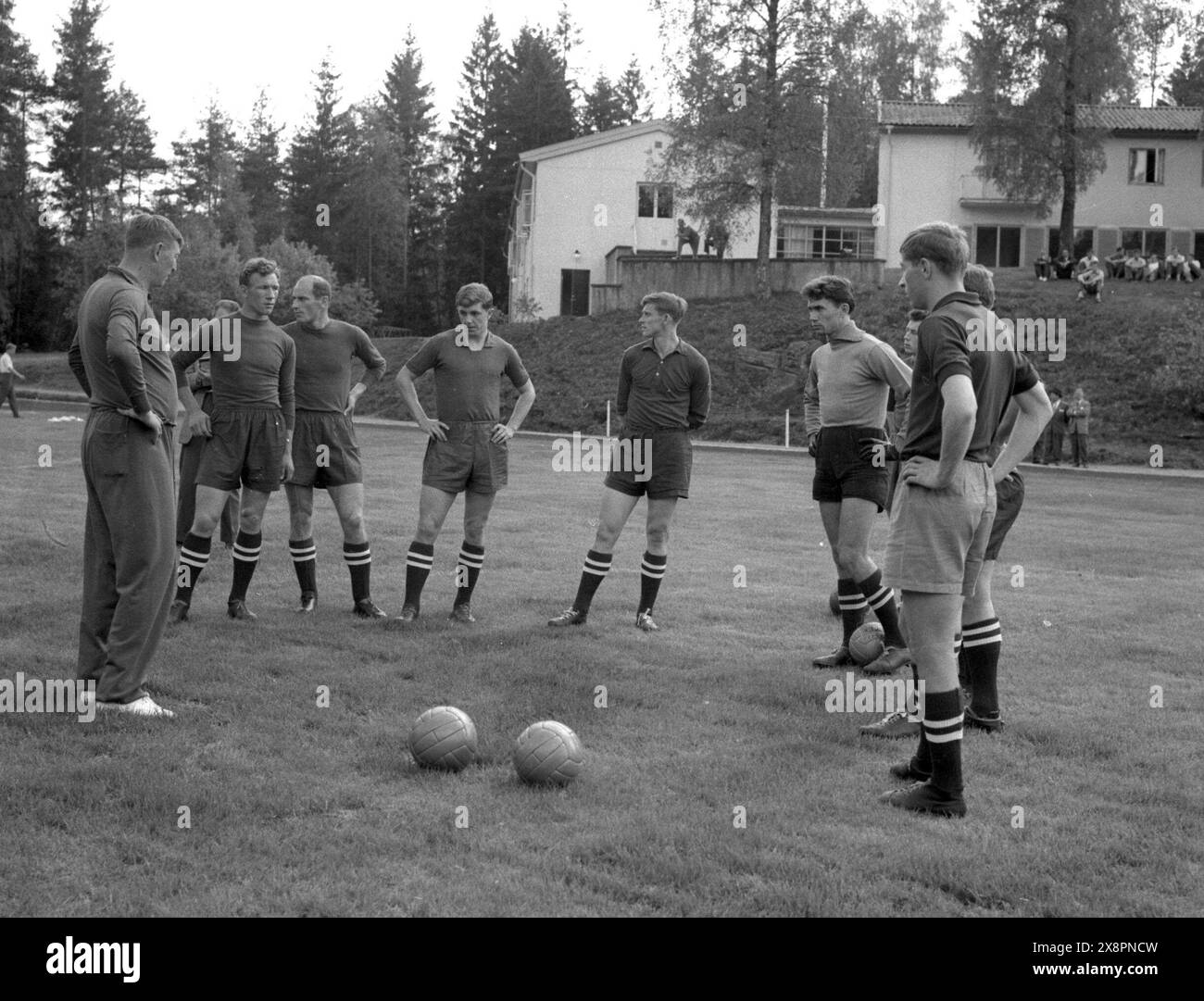 The Soviet national football team trains in Hindås, Sweden, in June ...