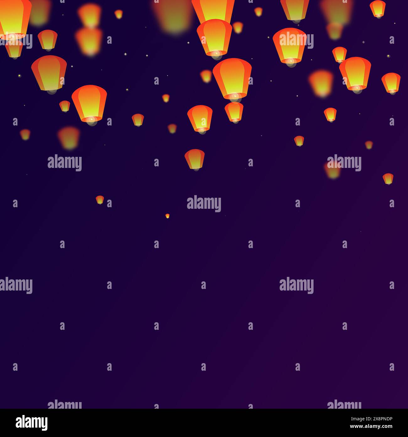 Yi peng festival card. Thailand holiday with paper lantern lights ...