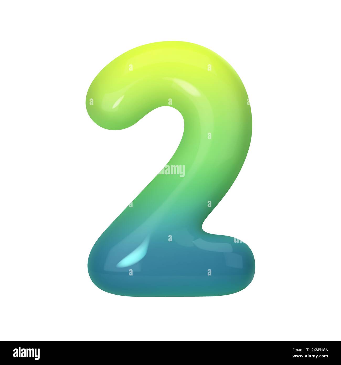 Stylish 3D number 2 with green-blue gradient. Modern, vibrant, and ...