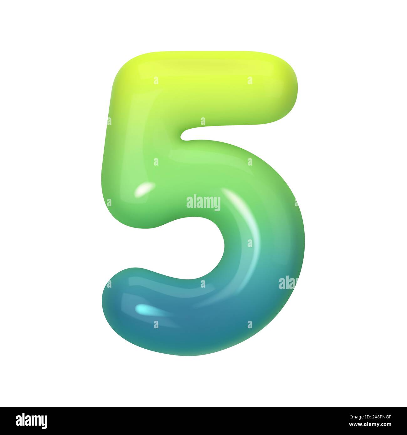 Stylish 3D number 5 with green-blue gradient. Modern, vibrant, and ...