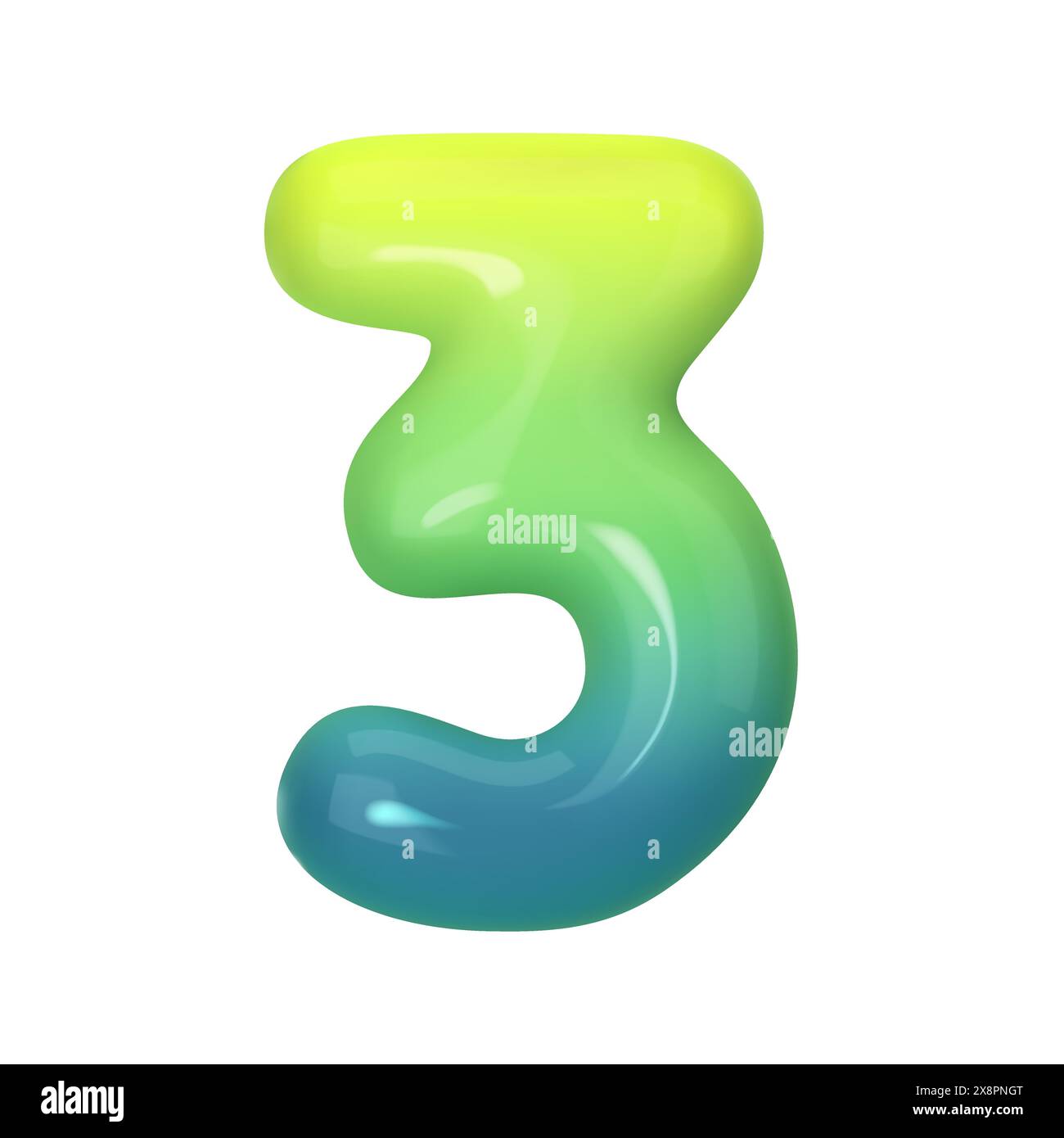 Stylish 3D number 3 with green-blue gradient. Modern, vibrant, and ...