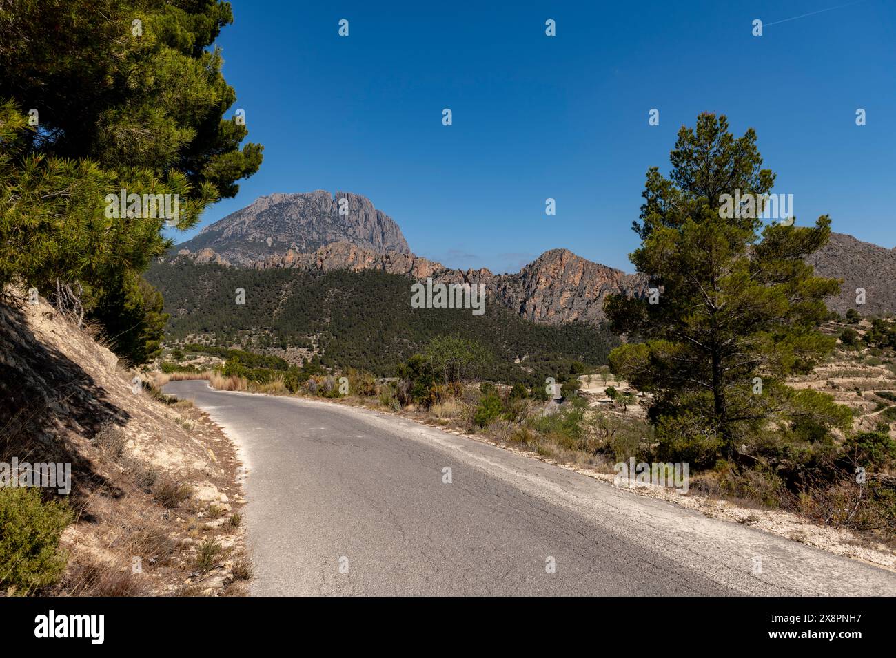 Scenic View Of Mountains and road Against Blue Sky, Alicante, Spain ...