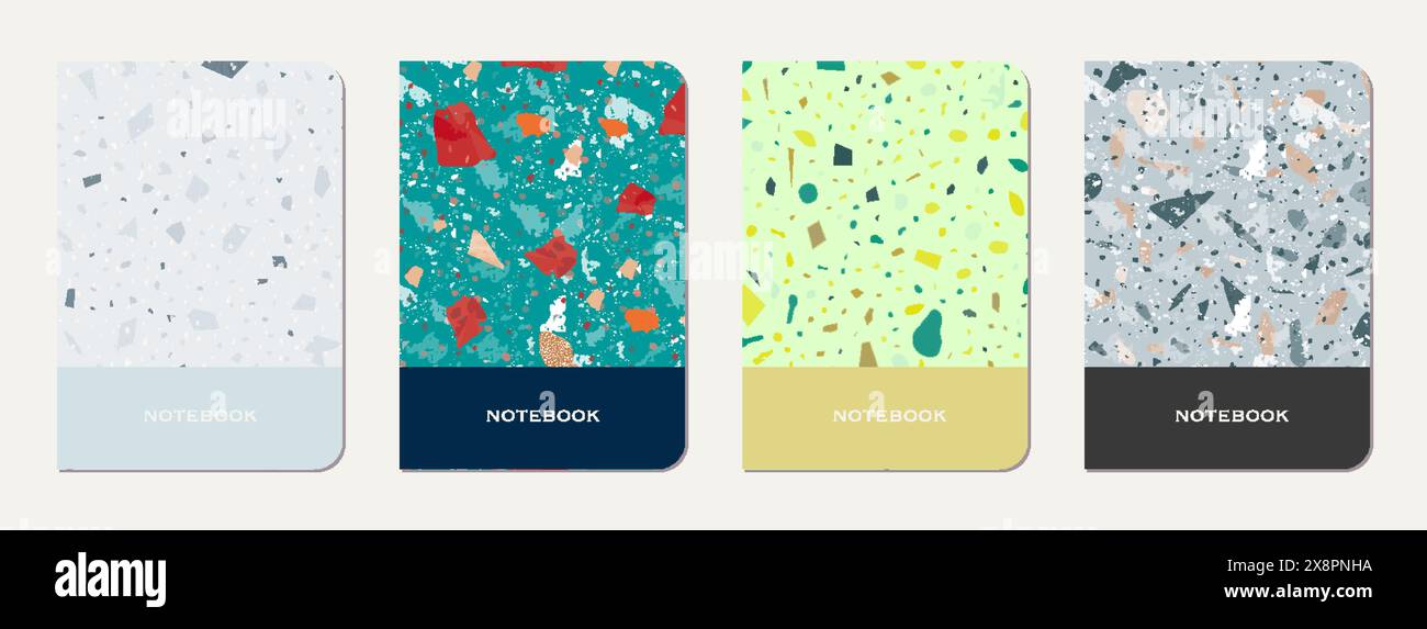 Notepad cover design. Terrazzo abstract background made of natural ...
