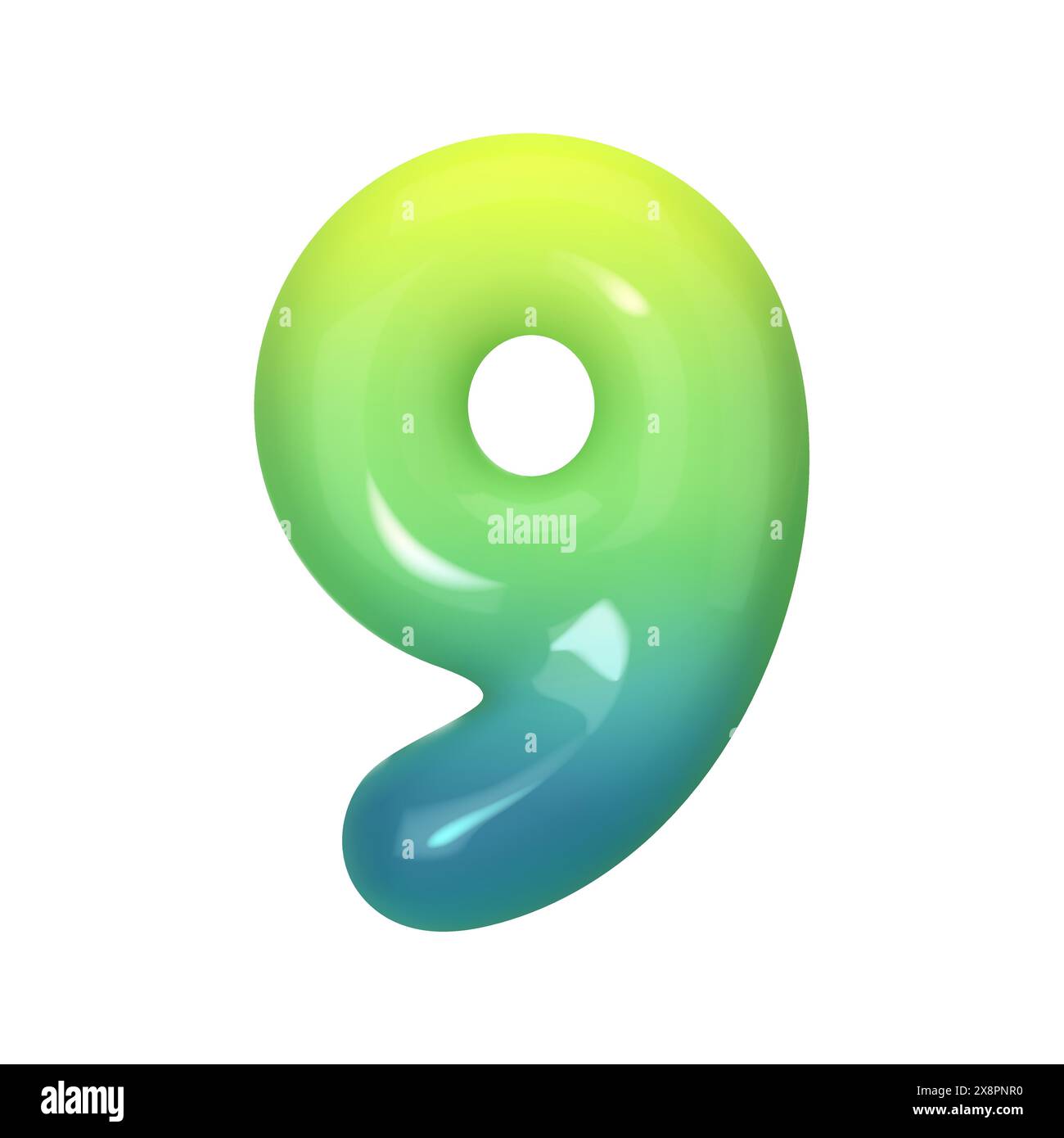 Stylish 3D number 9 with green-blue gradient. Modern, vibrant, and ...