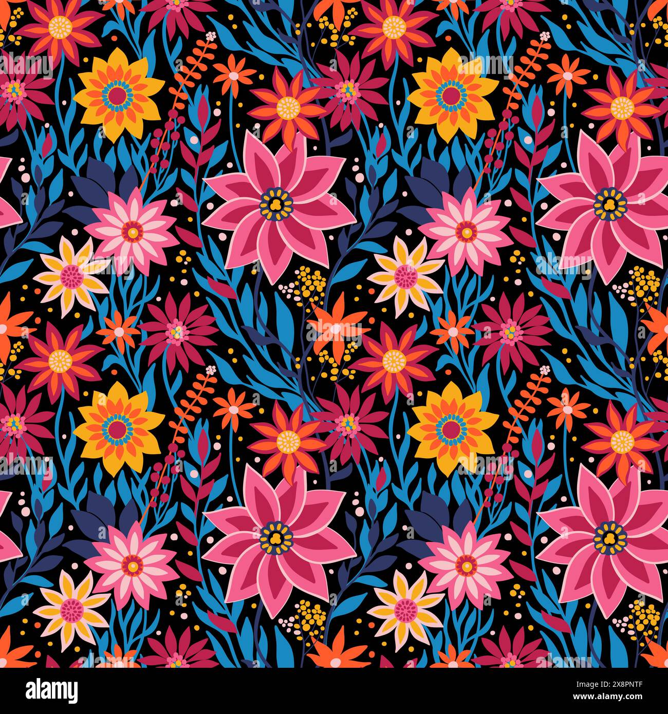 neon floral pattern
