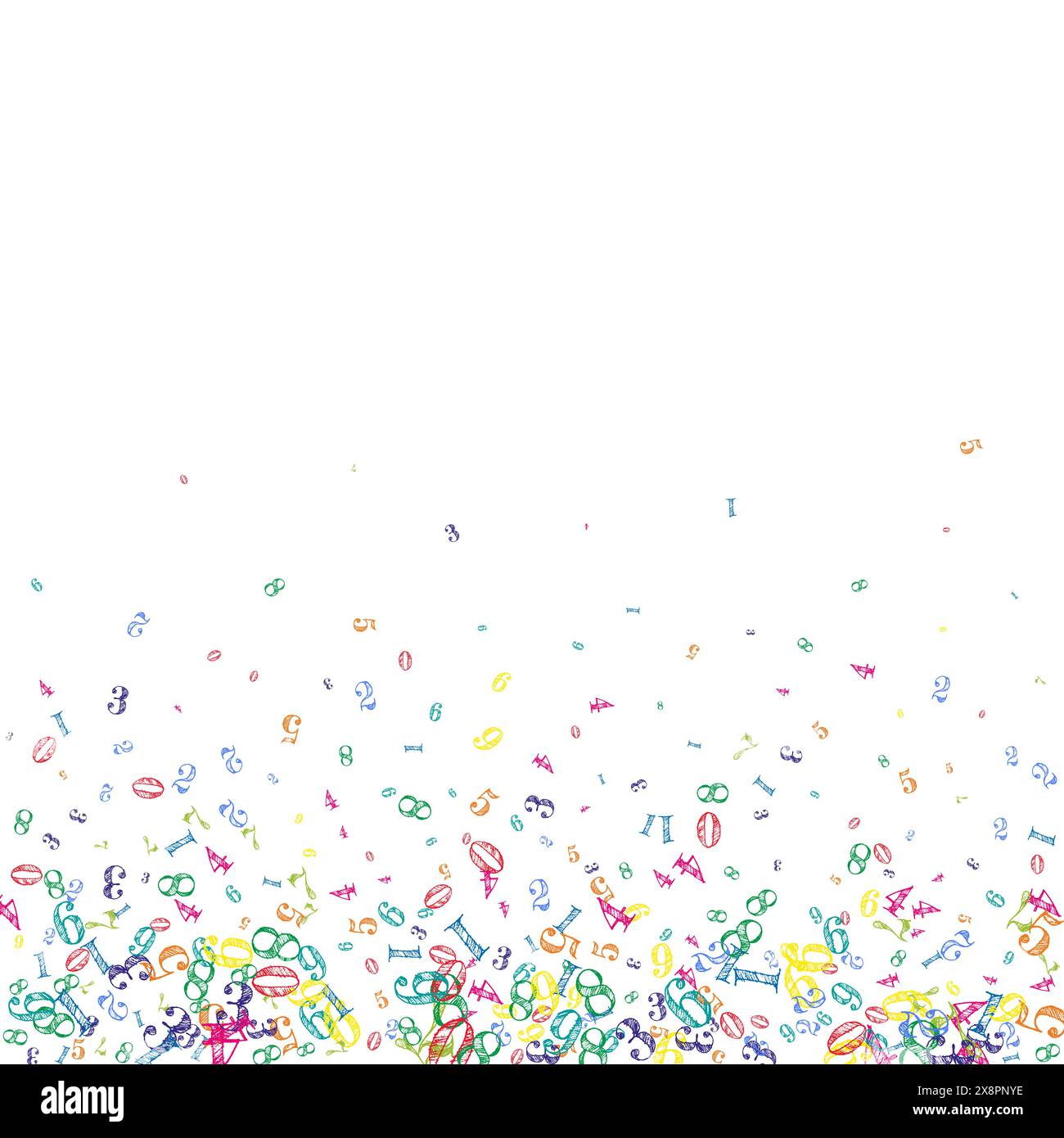 Flying colorful digits and numbers. School math notebook cover. Back to ...