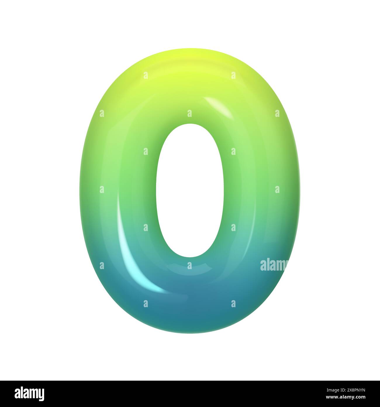 Stylish 3D number 0 with green-blue gradient. Modern, vibrant, and ...