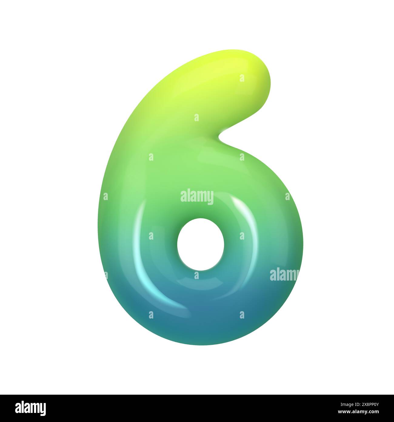 Stylish 3D number 6 with green-blue gradient. Modern, vibrant, and ...