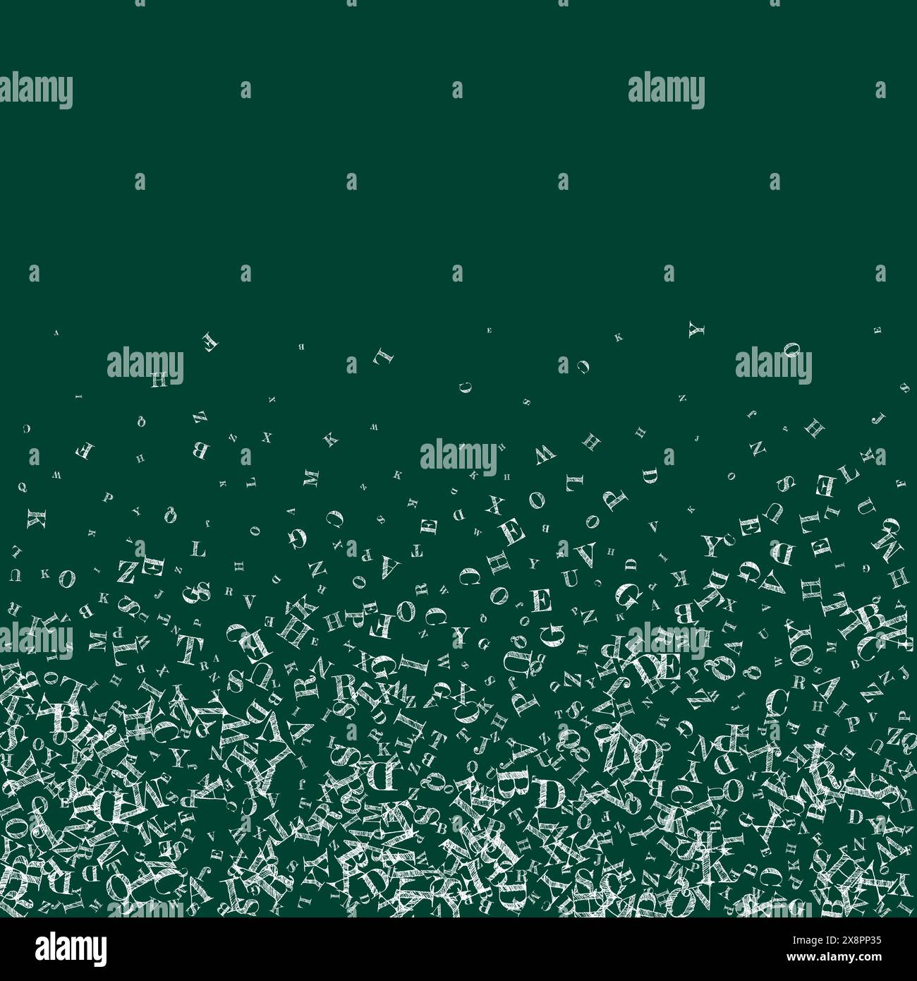 Concept of school background. White chalk falling letters of English ...