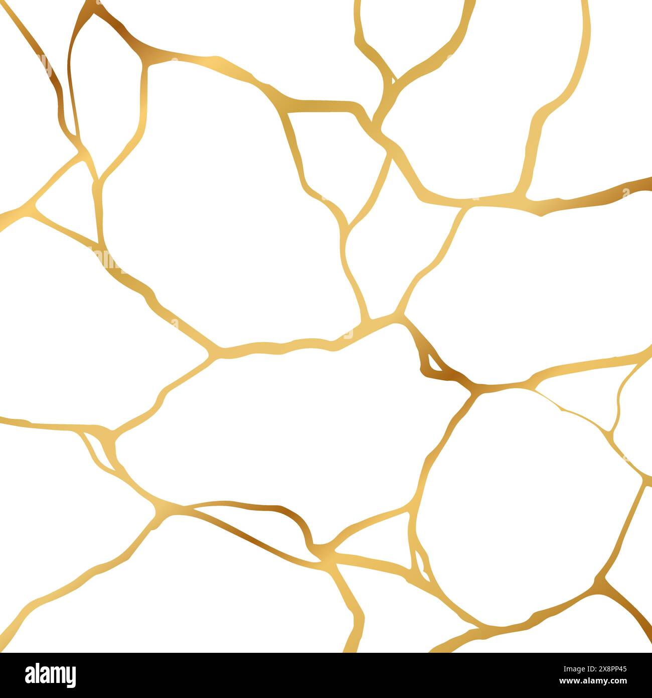 Gold kintsugi crack repair marble texture vector illustration isolated ...