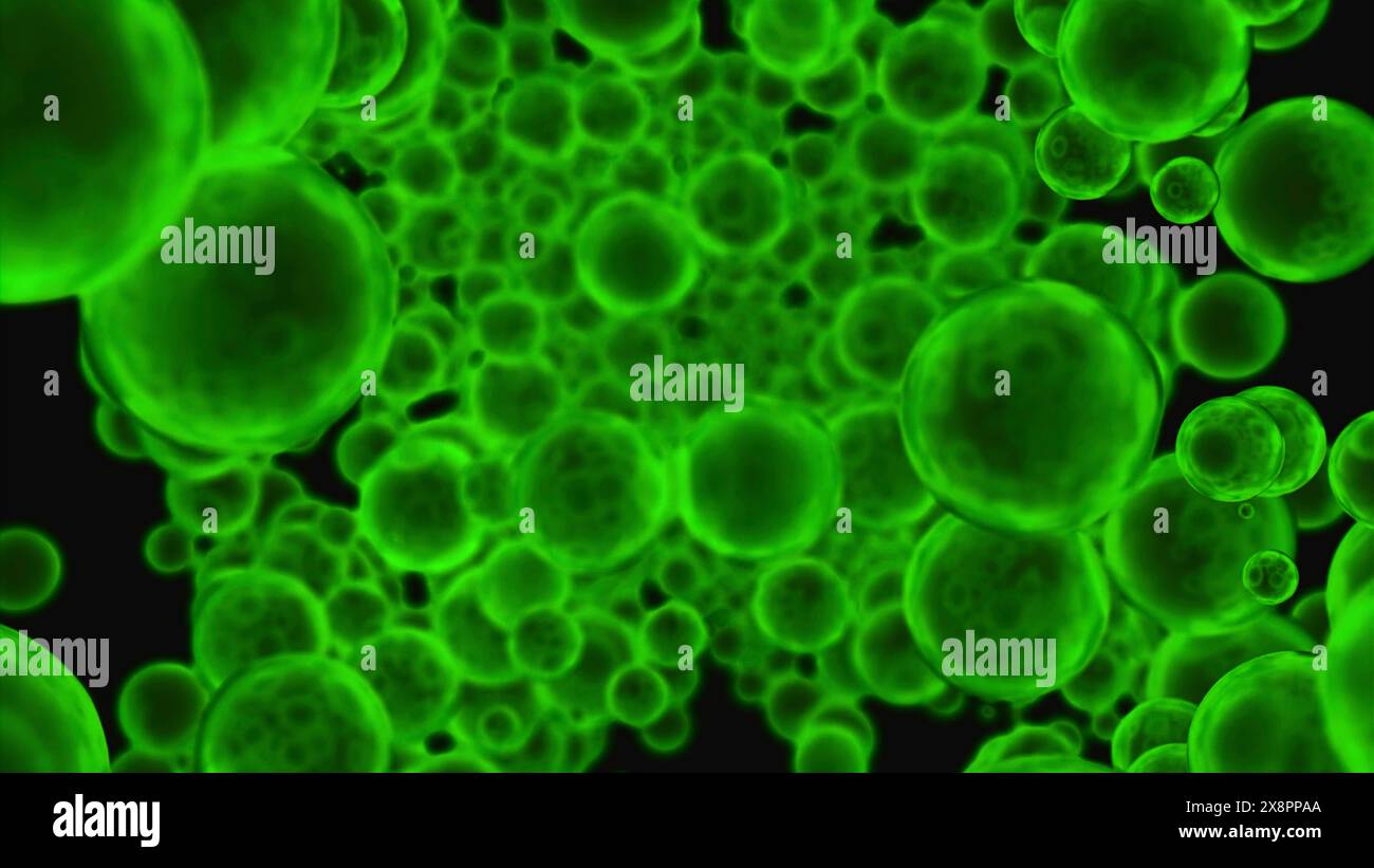 Abstract falling balls with rough surface in green color. Design ...