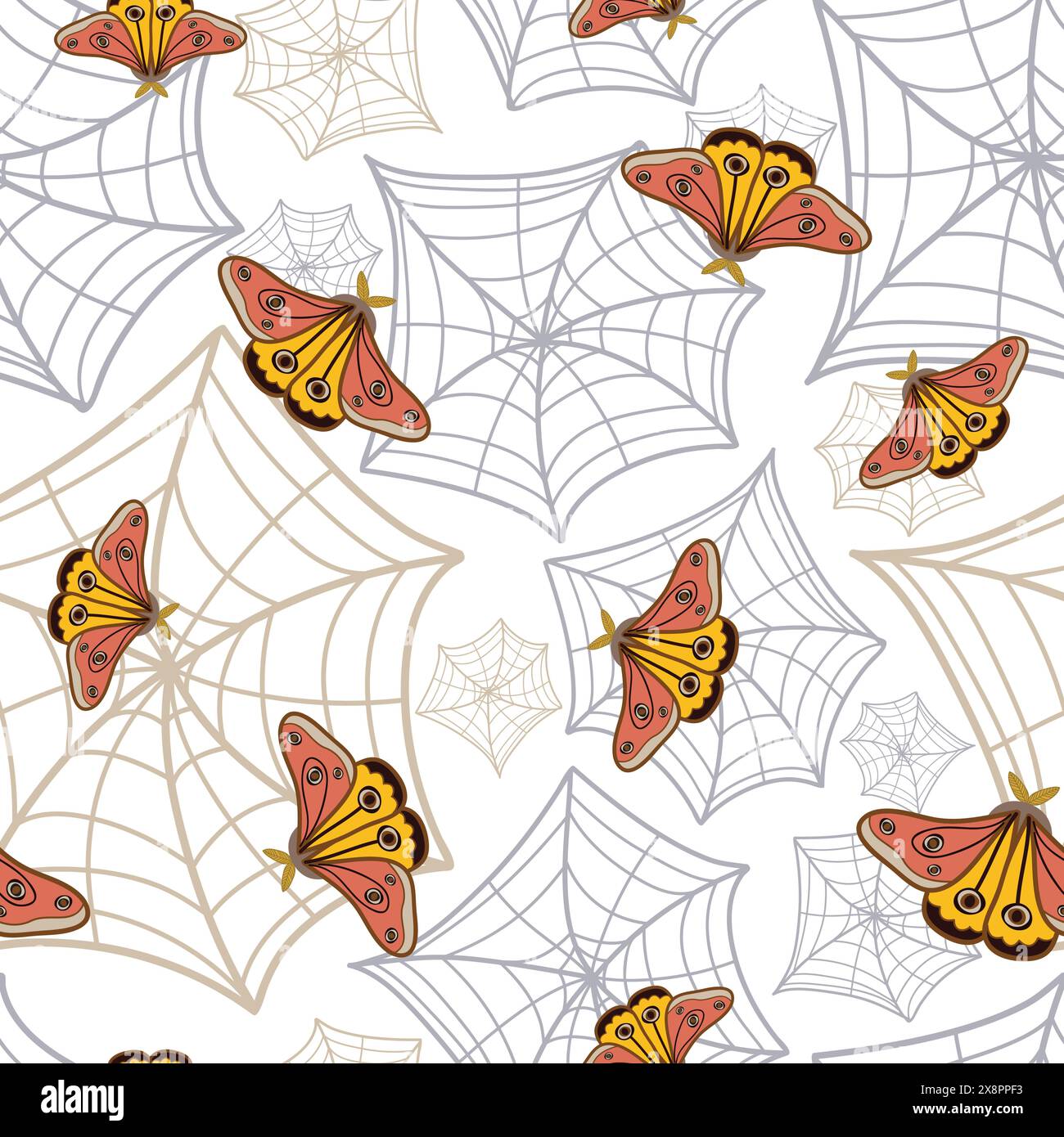 Moth and spider webs seamless pattern design Stock Vector Image & Art ...