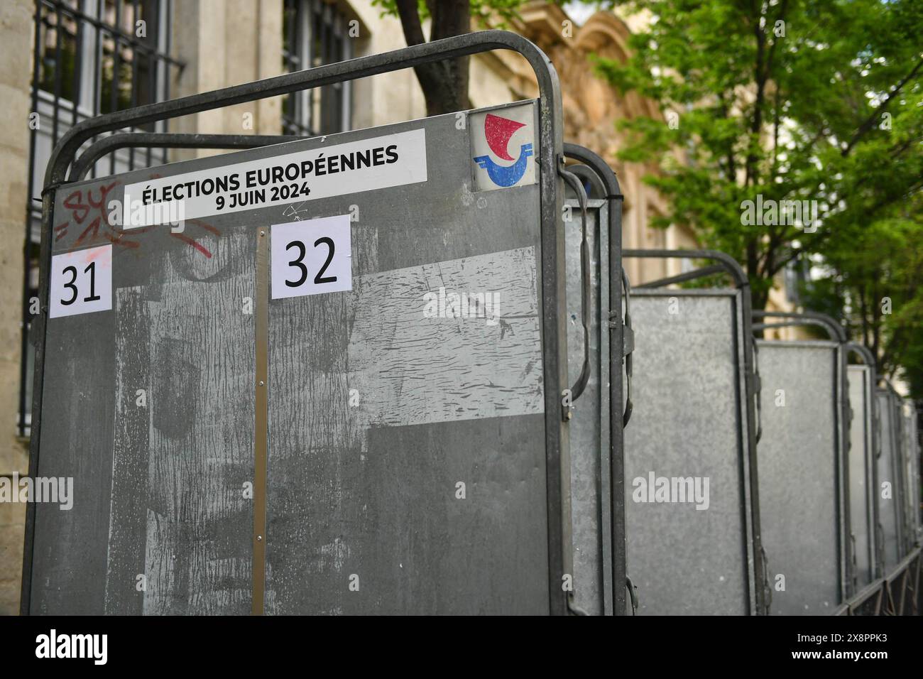 Paris, France. 26th May, 2024. Installation of billboards for the ...