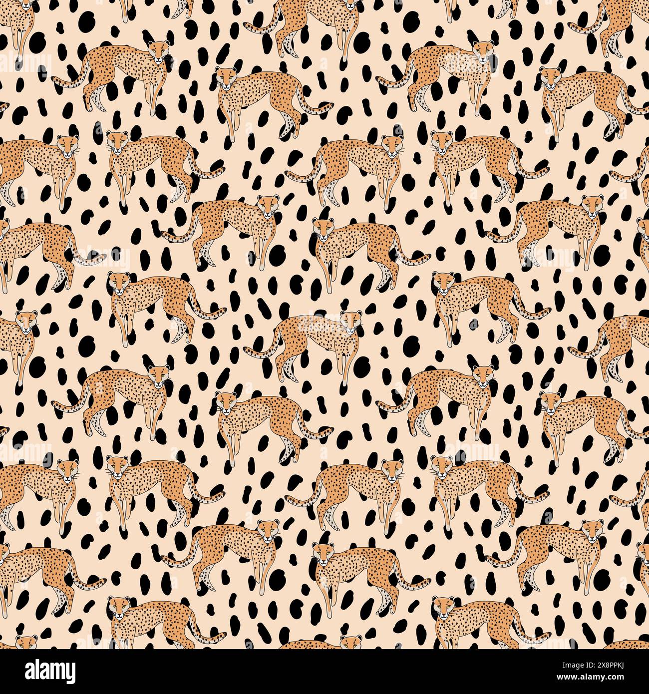 Seamless cheetah pattern on animal skin background illustration Stock ...