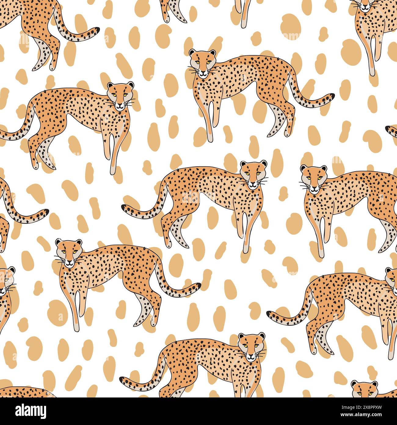 Seamless cheetah pattern on animal skin background illustration Stock ...