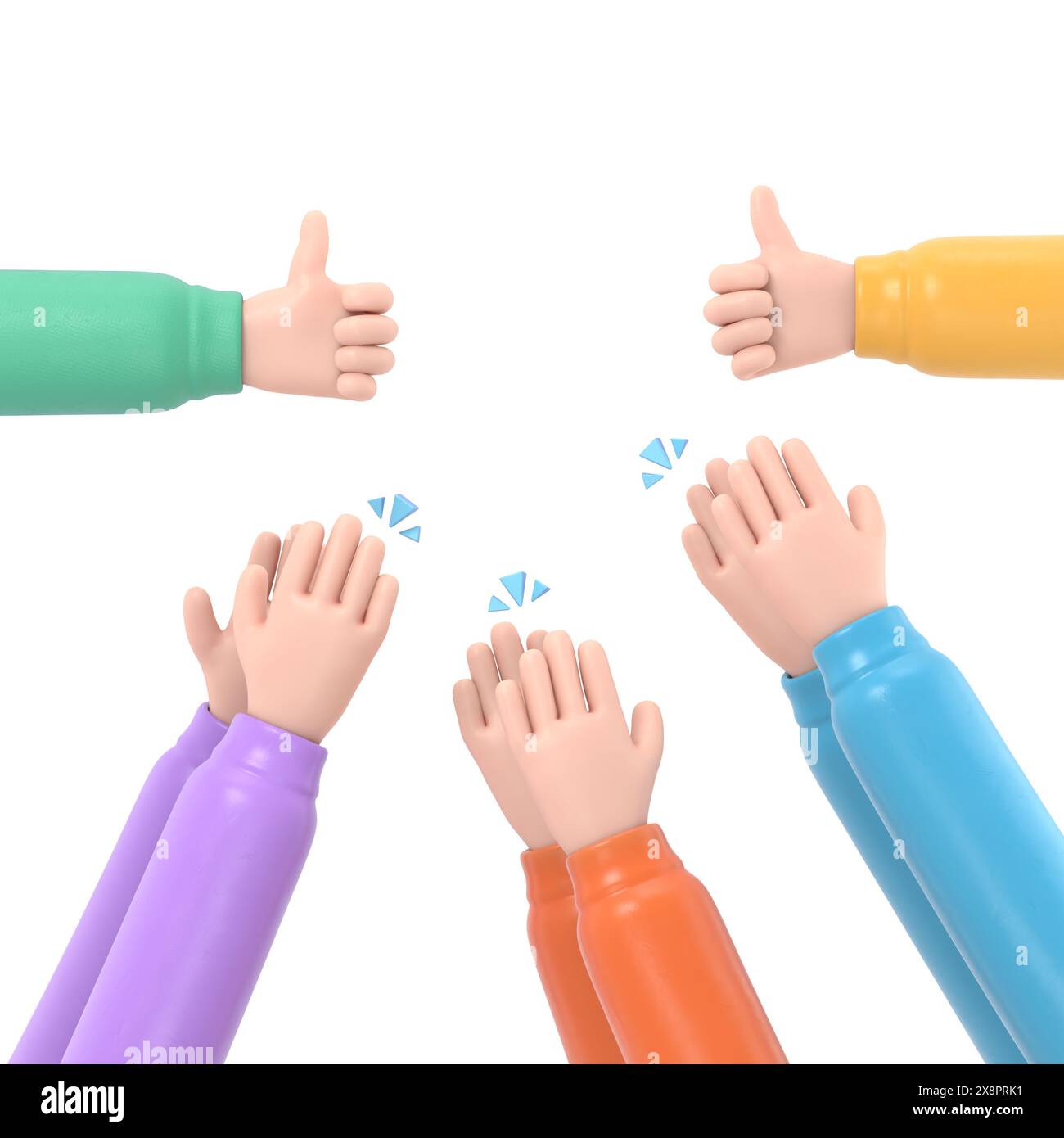 Set of people hands clapping, giving likes. Applause, ovation ...