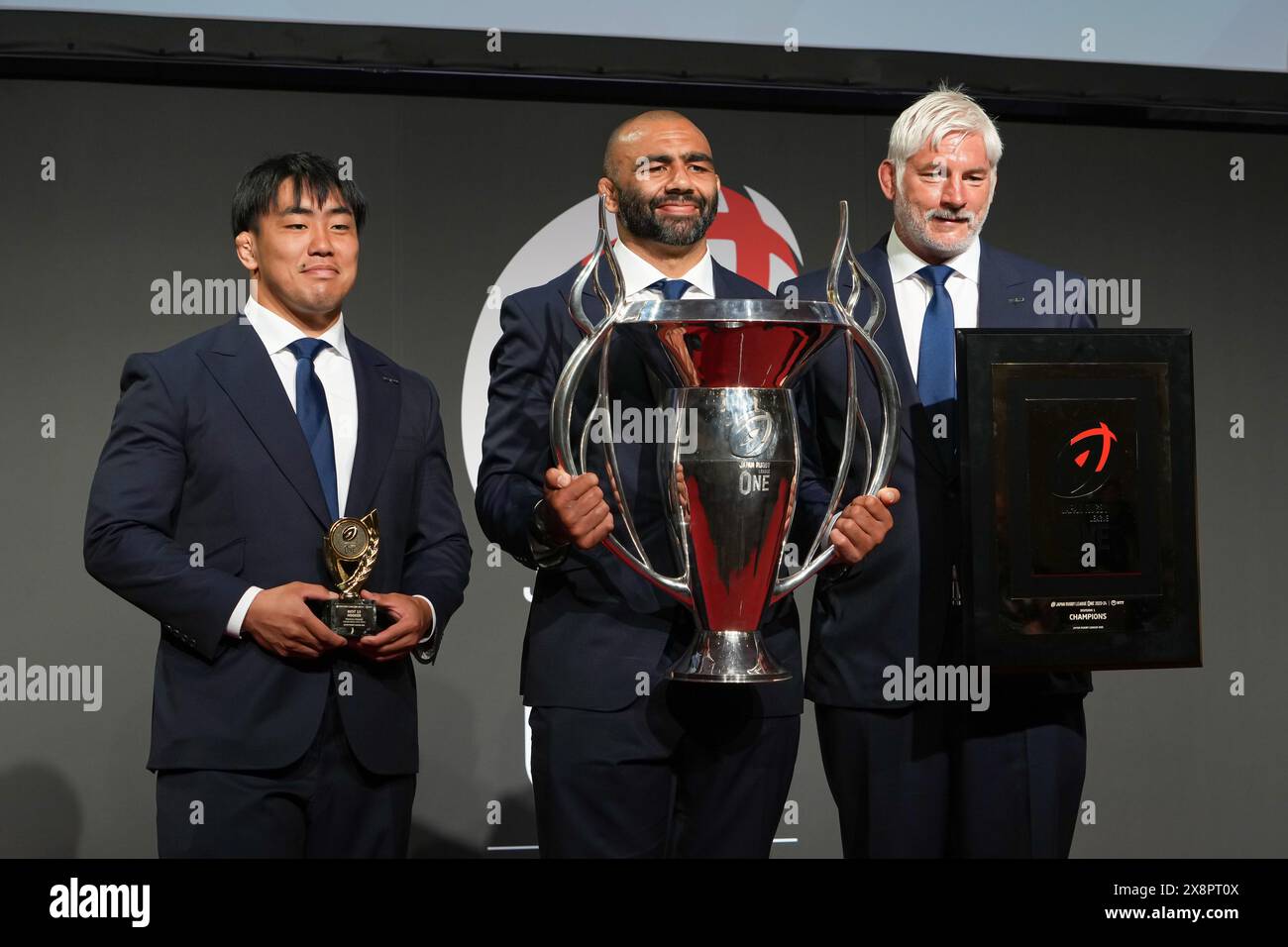 Tokyo, Japan. 27th May, 2024. (L-R) Mamoru Harada, Michael Leitch, Todd ...