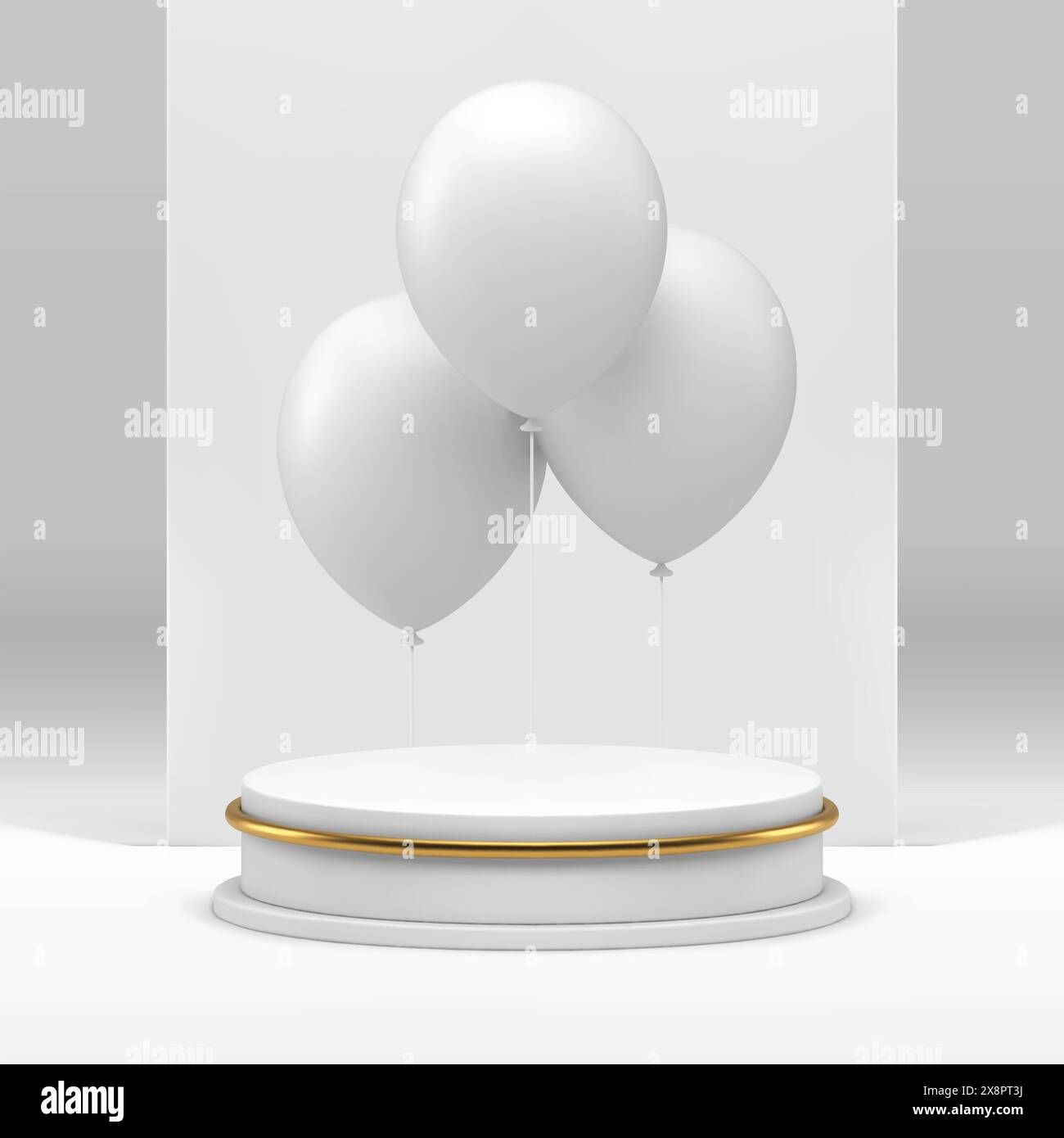 3d white podium with air balloon luxury holiday showcase for ...
