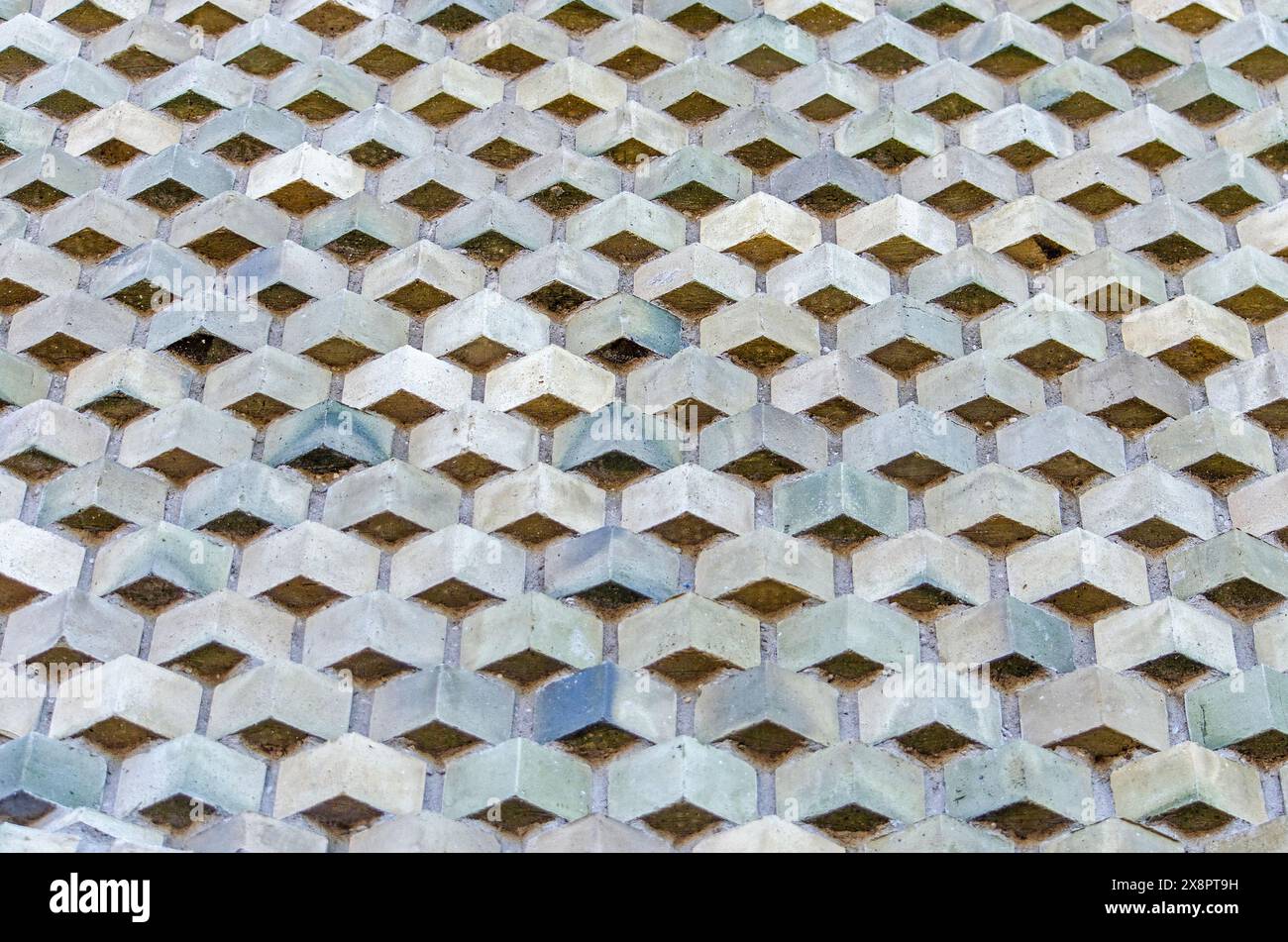 Bricks placed at 45 degree angles to create a sculptural effect on a ...