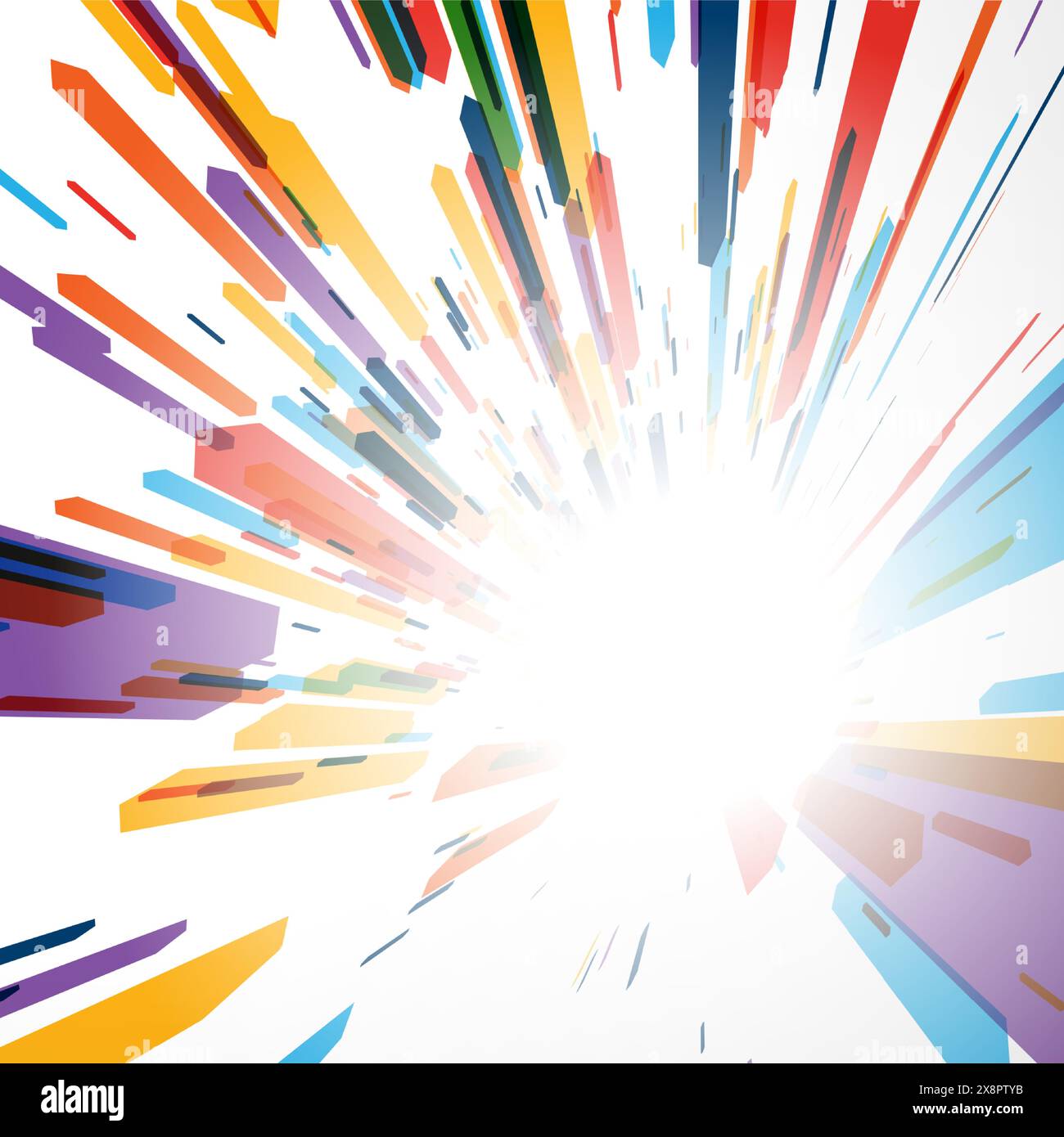 A vibrant explosion of colors spreads outwards with dynamic energy ...