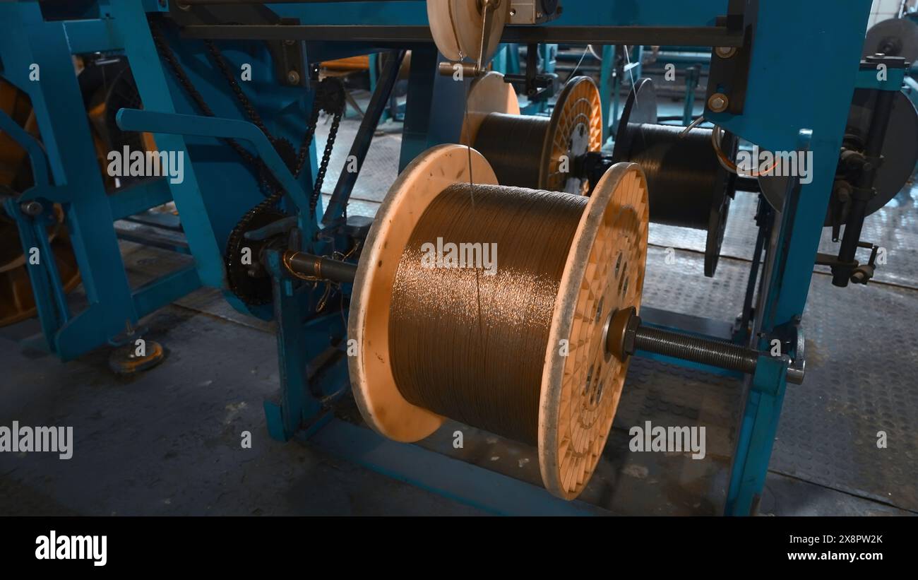 Industrial Machine for winding copper wire on coils. Creative ...