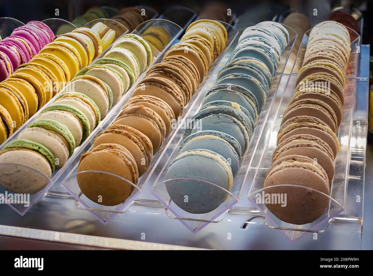 Macaron Colourful Pastries, Biscuits macaroon-type flavoured with ...